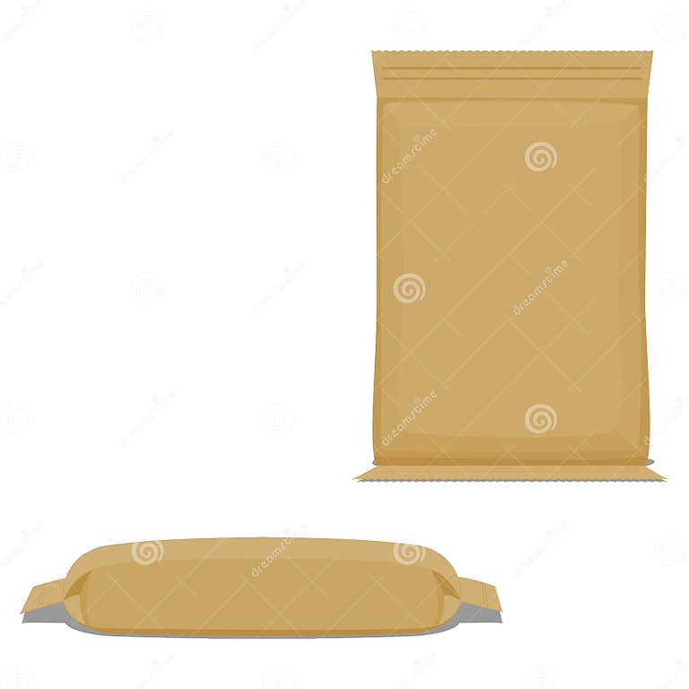 Isolate Paper Bag Front and Side View on Transparent Background Stock ...