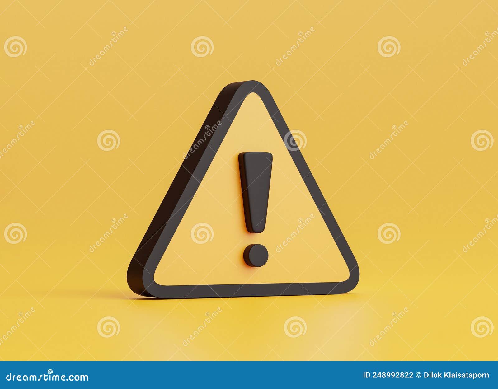 Isolate of Realistic Yellow Triangle Caution Warning Sing on Yellow ...