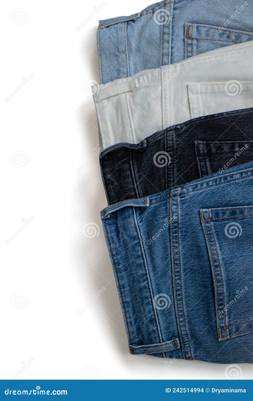Isolate Set of Different Denim Pants Stock Photo - Image of bottoms ...