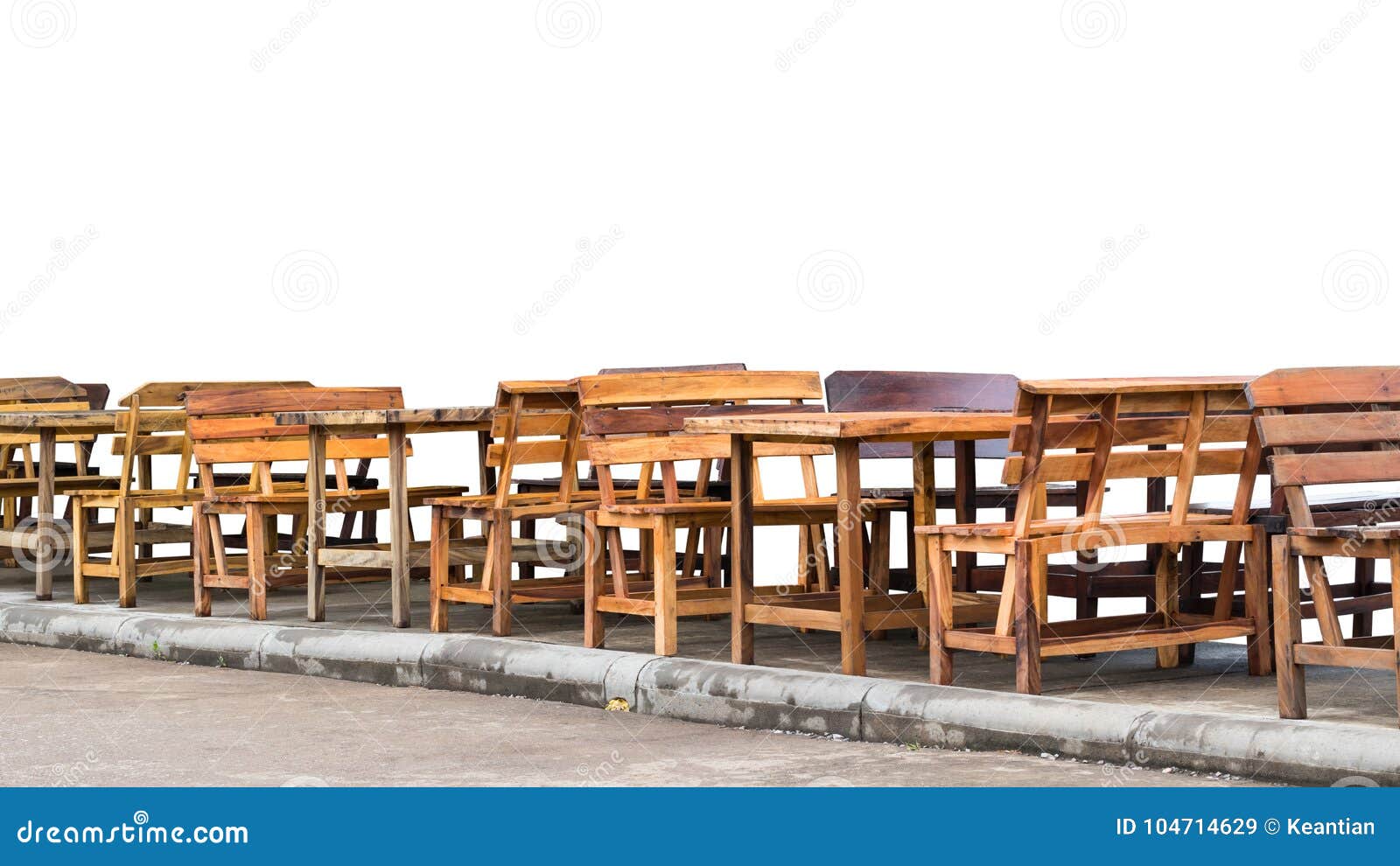 Isolate Tables and Benches in Rows. Stock Image - Image of pavement ...