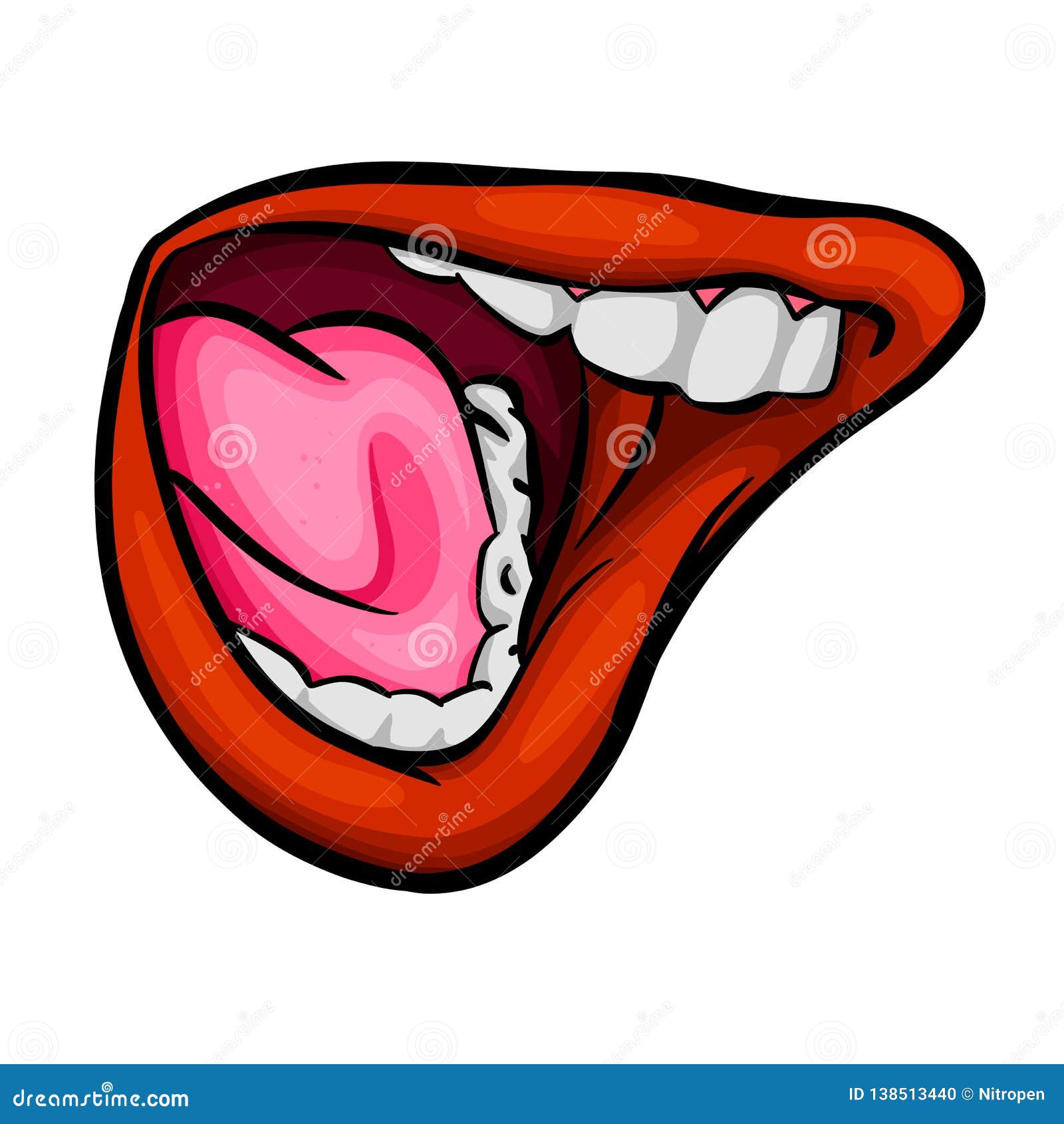 Isolate On White Background Open Mouth With Teeth Stock Illustration Illustration Of