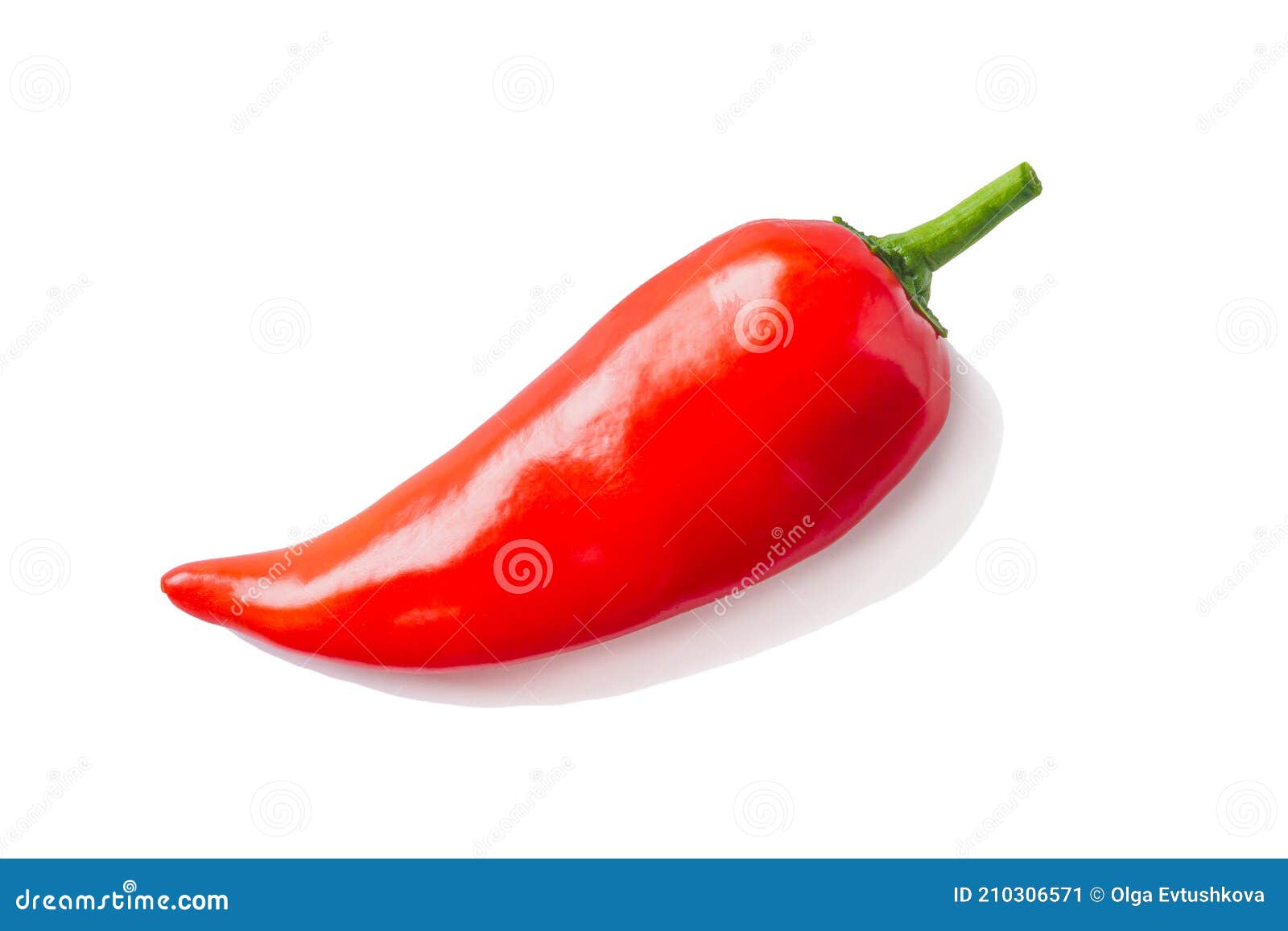 Isolate on White Red Sweet Pepper in the Shape of a Cone with a Sharp ...