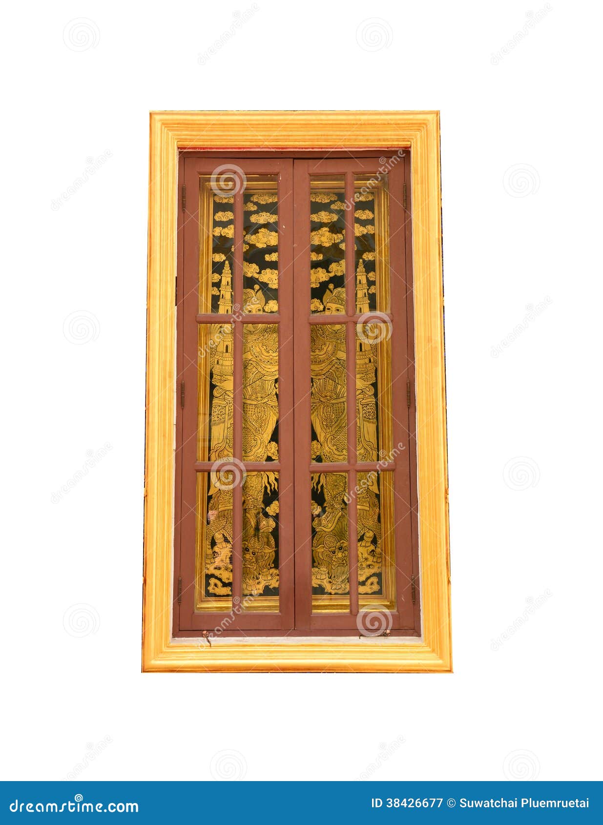 Isolate of Window of Thai Temple in Thailand Stock Image - Image of ...