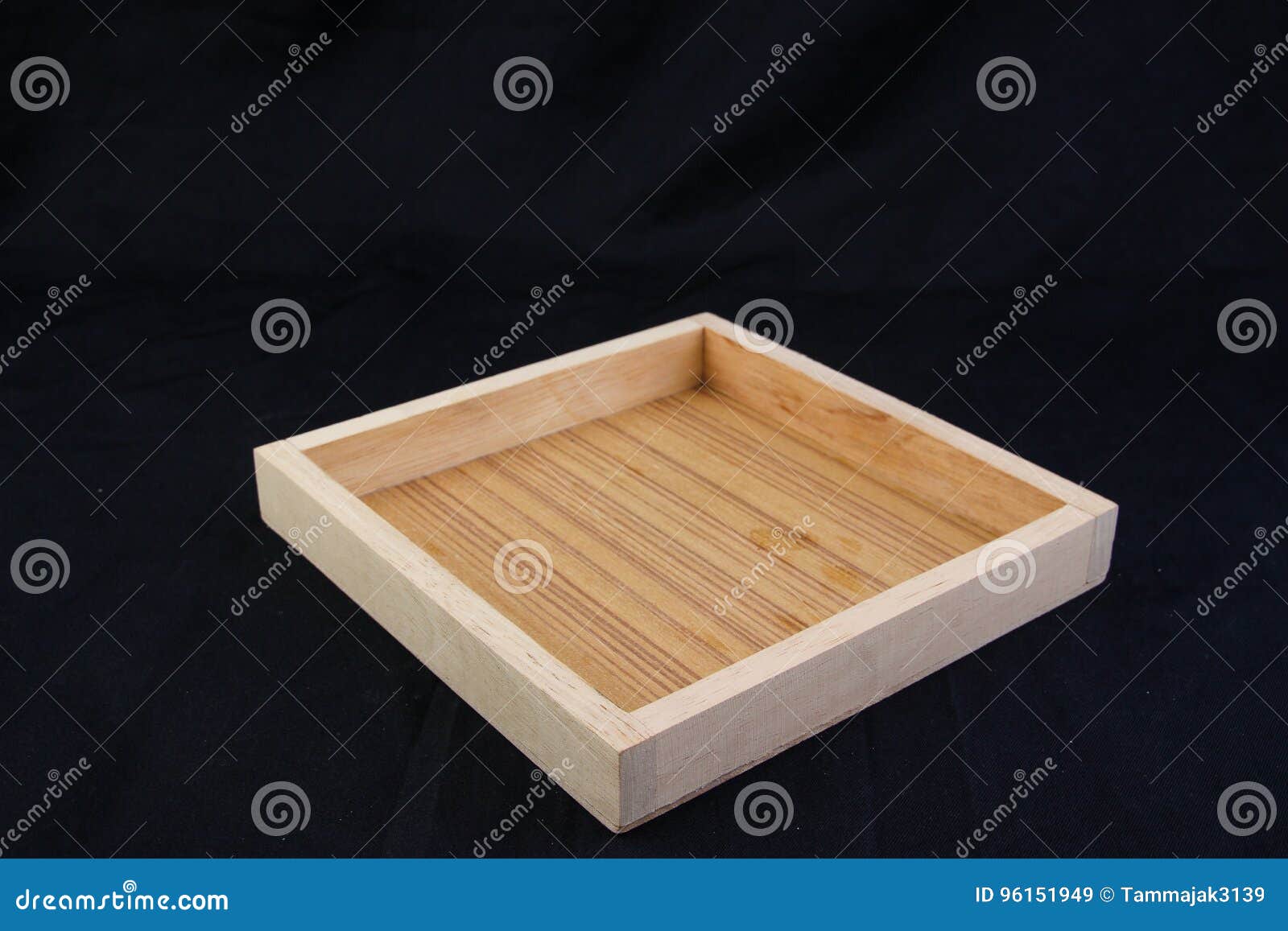 Isolate Wooden Tray with Edge on Black Back Ground. Stock Image - Image ...