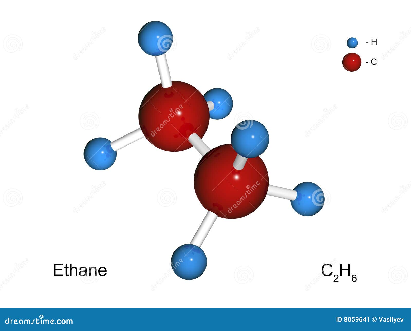 Isolated 3D Model Of A Molecule Of Ethane Stock Image - Image: 8059641