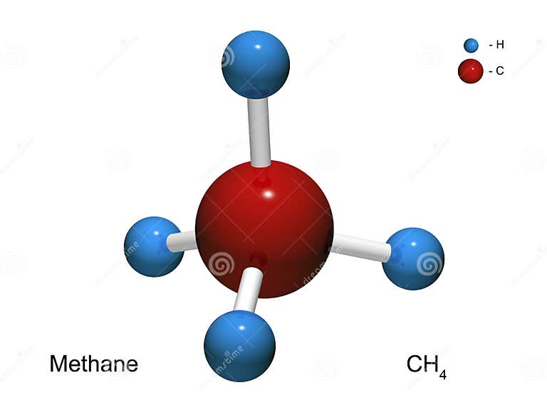 Isolated 3D Model of a Molecule of Methane Stock Illustration ...