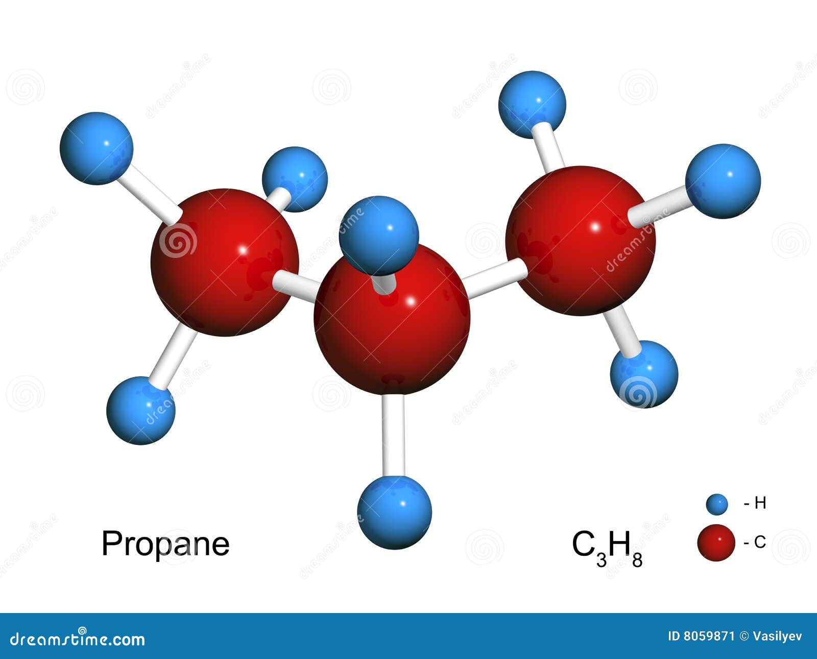 Model Of A Propane Molecule Of The Family Of The Single Bonded ... Model Of A Propane Molecule Of The Family Of The Single Bonded ...