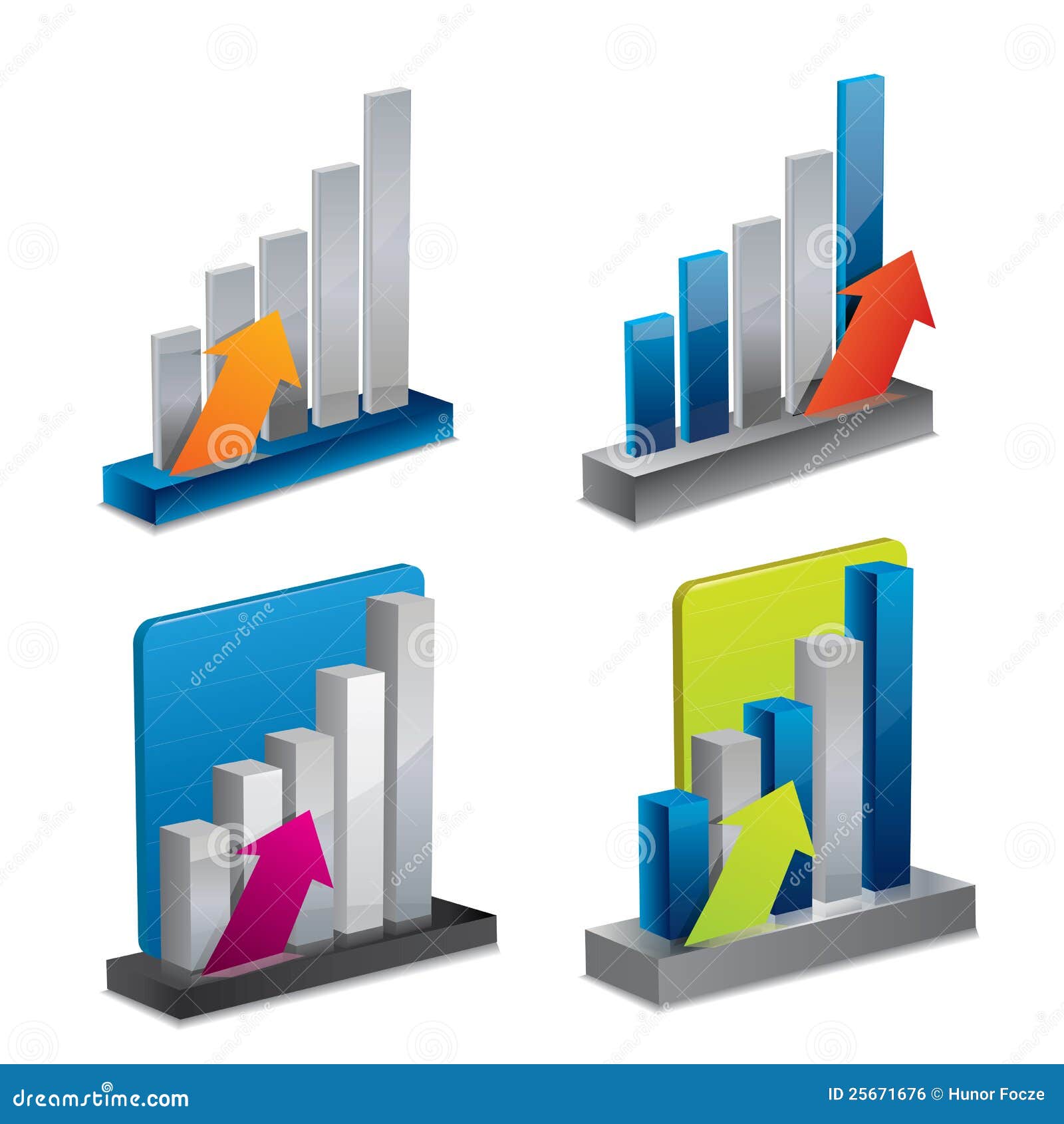 Isolated 3d Vector Graph Set with Arrows Stock Vector - Illustration of ...