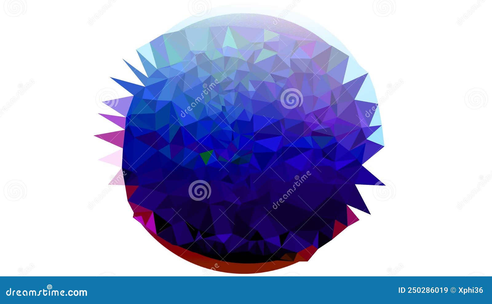 Isolated Abstract Blue Round Shape with Triangular Peaks White ...