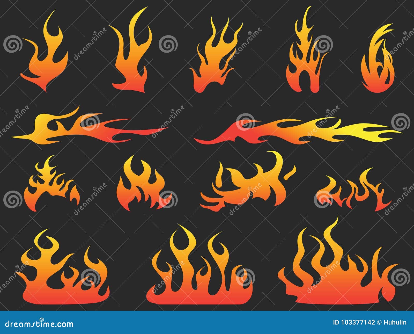Fire Patterns. Flames On A Black Background. Fiery Patterns. Burning ...