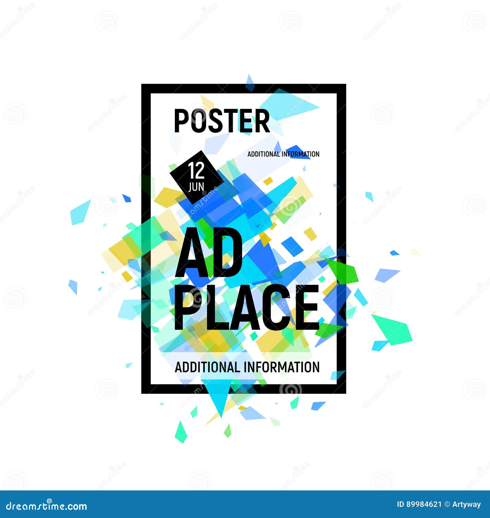 Isolated Abstract Colorful Broken Glass Explosion in Rectangular Frame ...