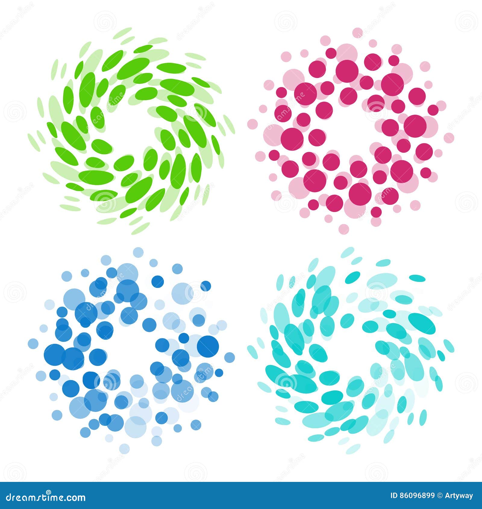 Isolated Abstract Colorful Round Shape Logos Set, Decorative Elements ...