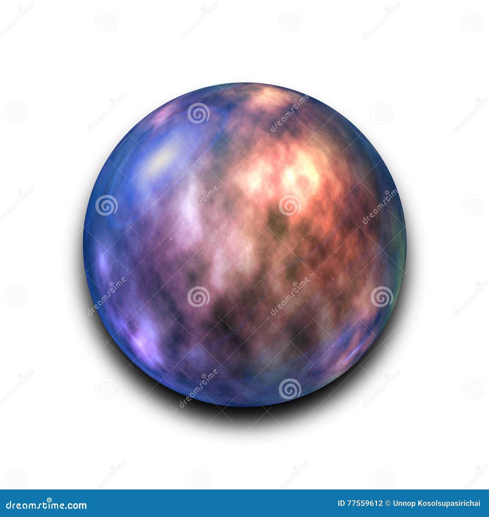 Isolated Abstract Nebula and Galaxy in the Glass Ball on White ...