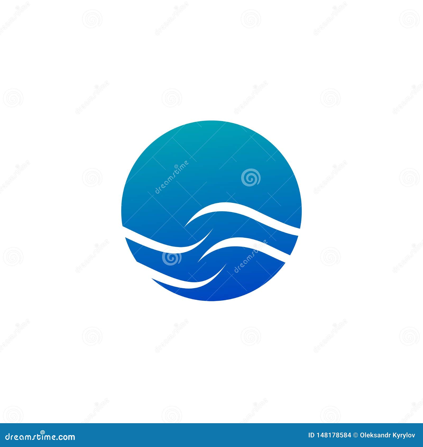 Isolated Abstract Round Shape Blue Color Logo, Sun and Wave Logotype ...