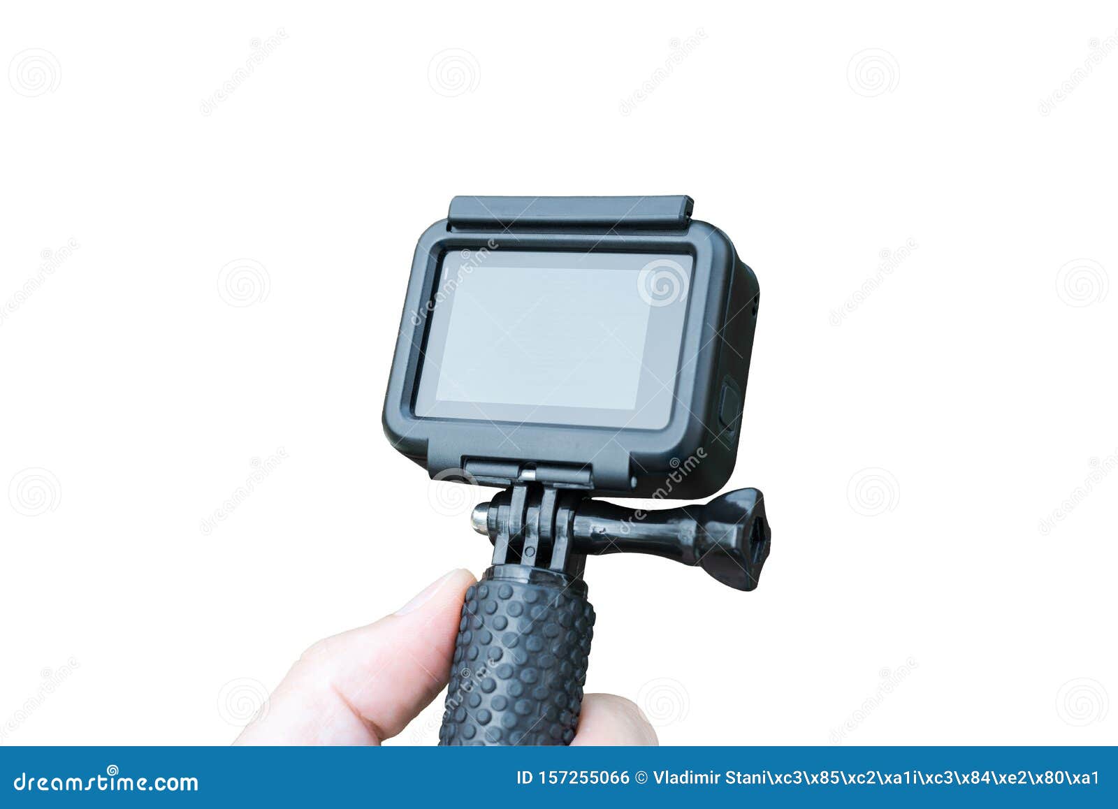 Isolated Action Camera on Stick Stock Photo - Image of tripod ...