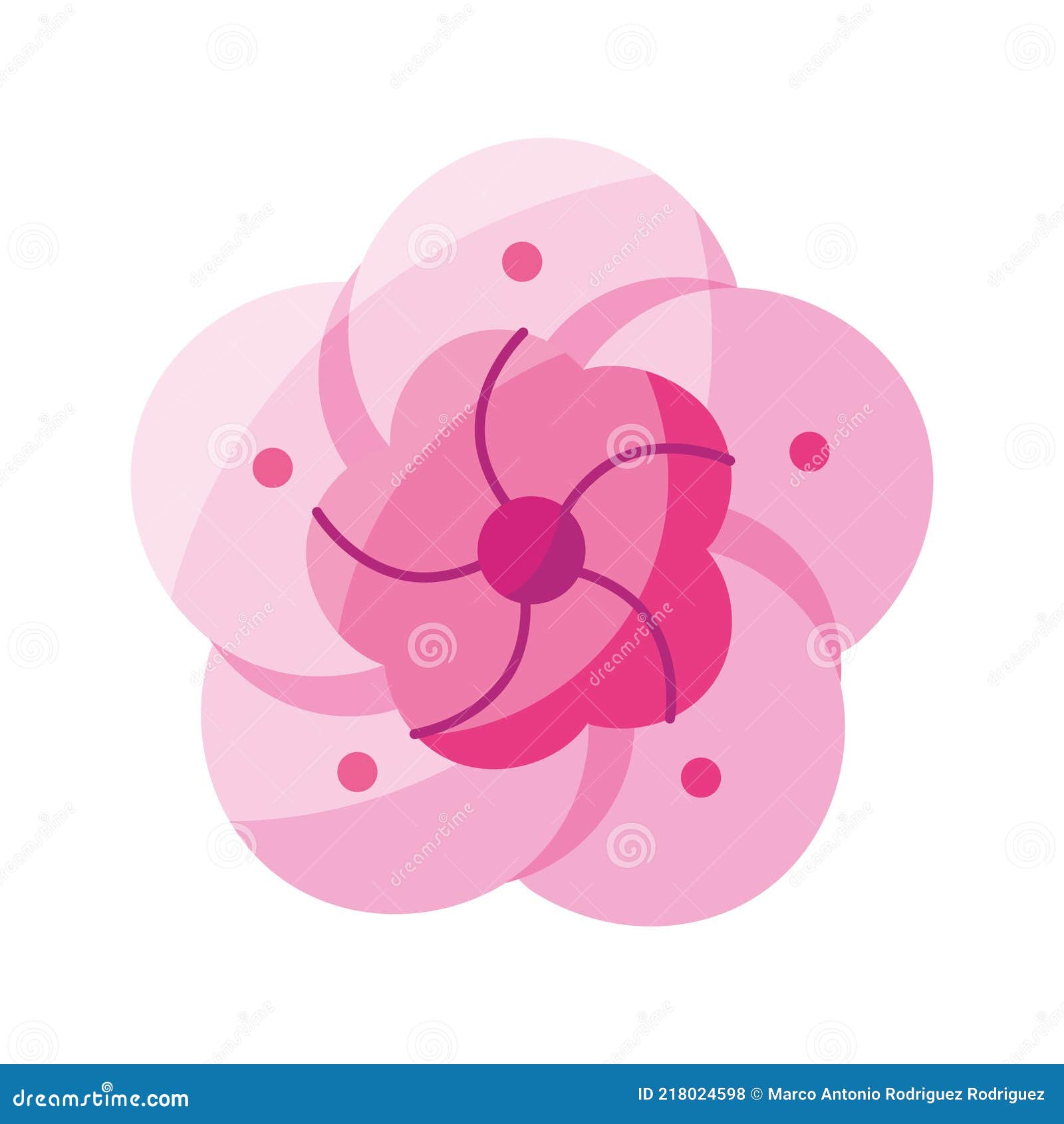 Isolated Aerial View of a Pink Flower Stock Vector - Illustration of ...