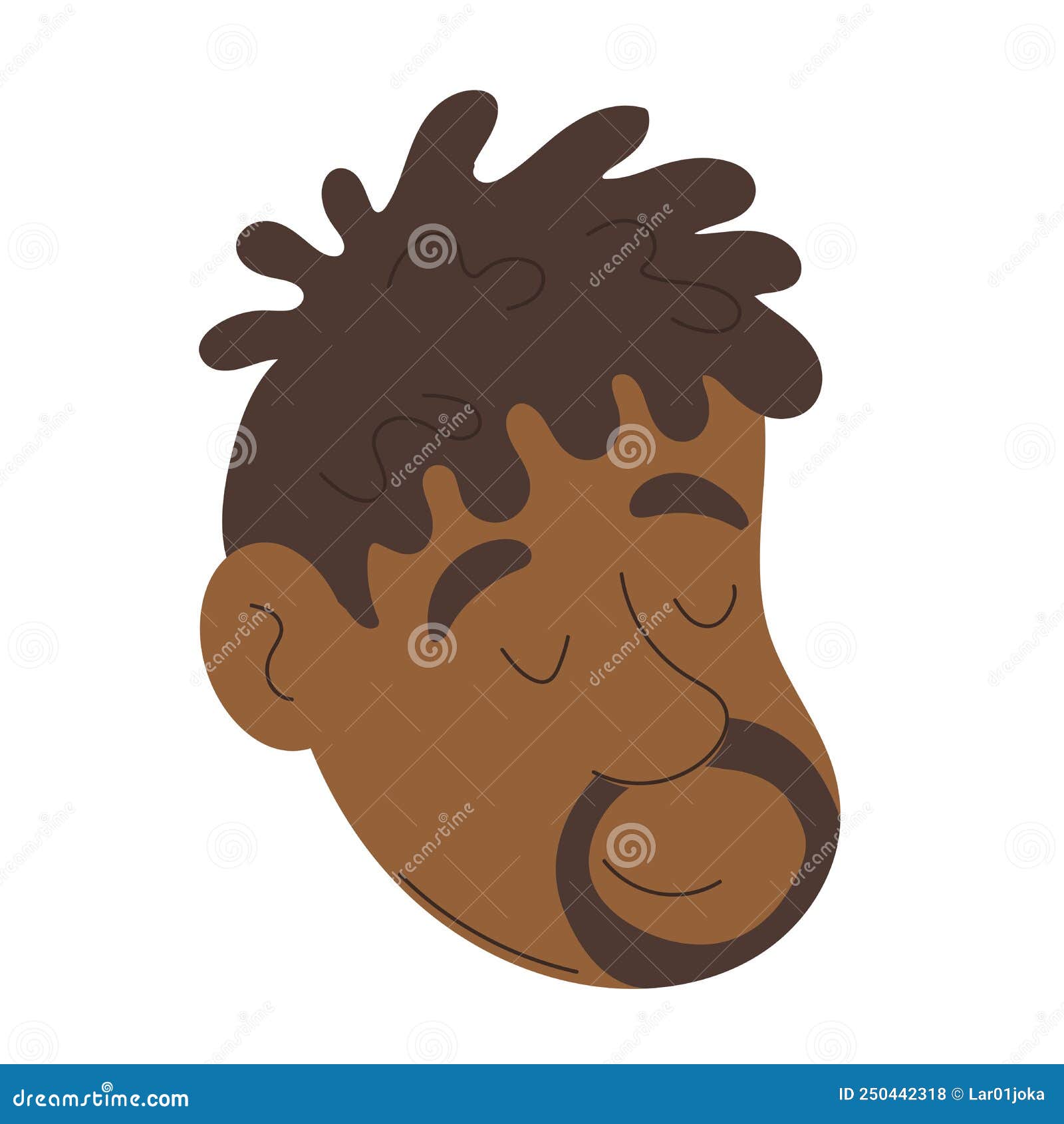 Isolated Afro American Happy Cute Man Cartoon Avatar Vector Stock