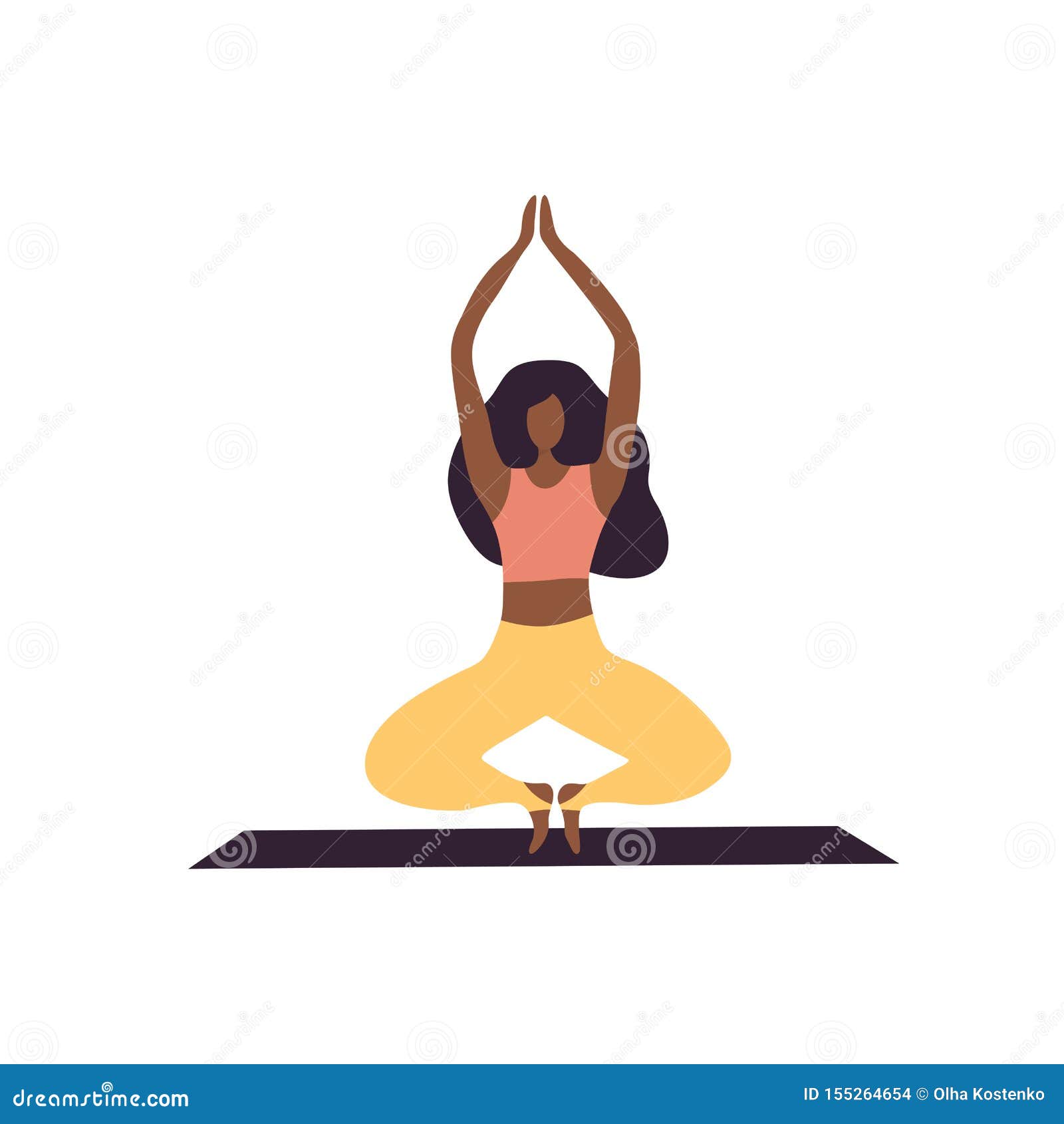 Isolated Afro American Woman Doing Yoga Stock Vector Illustration Of