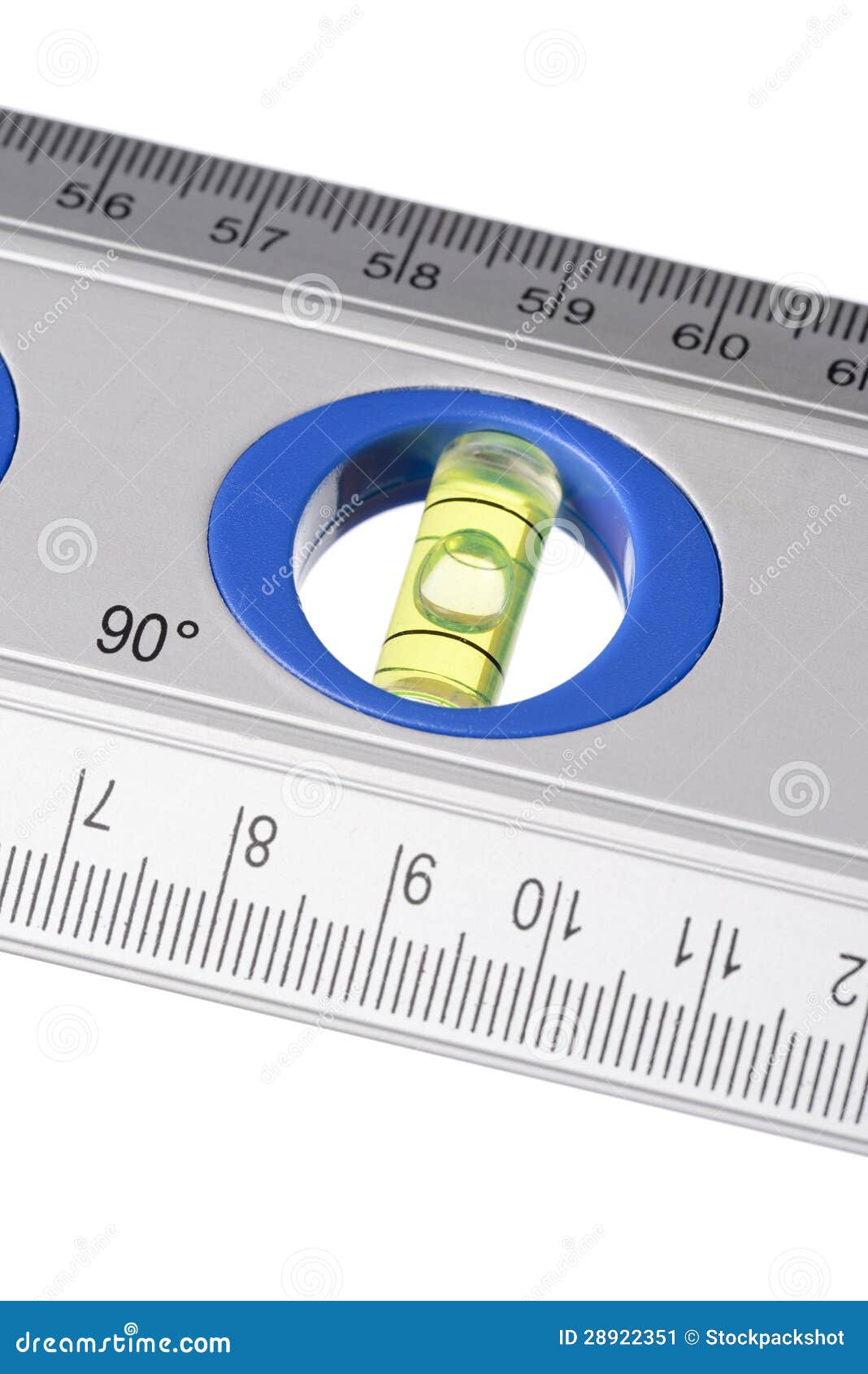 Isolated Aluminum Ruler with a Level Stock Image - Image of tool, ruler ...