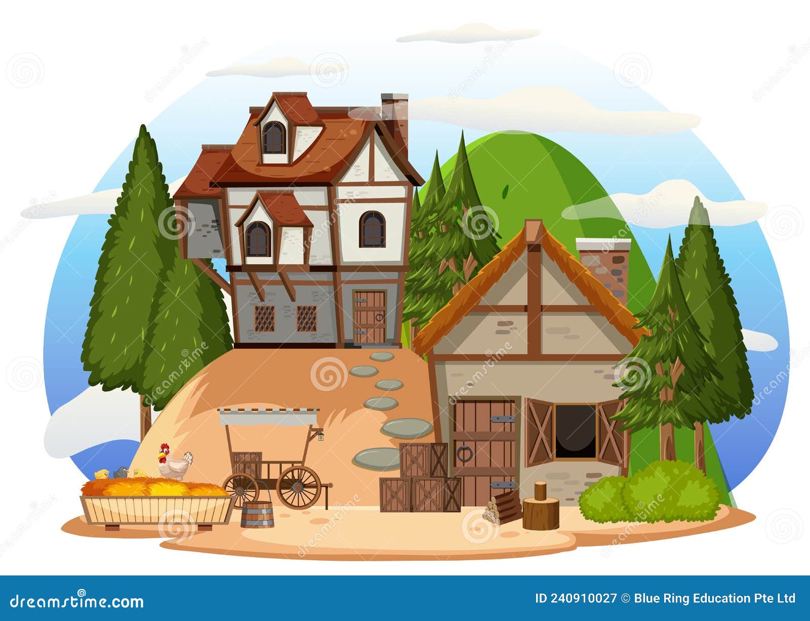 Isolated Ancient Medieval Village Stock Vector - Illustration of ...