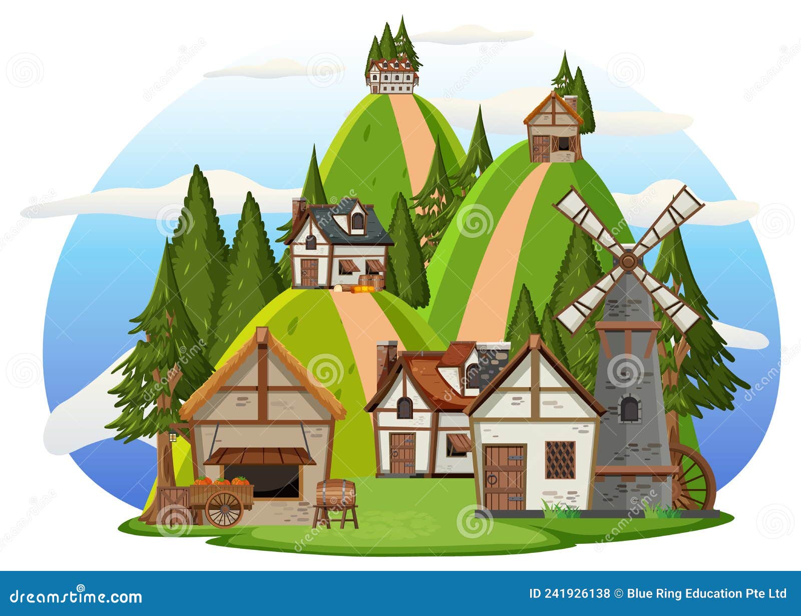 Isolated Ancient Medieval Village Stock Vector - Illustration of ...