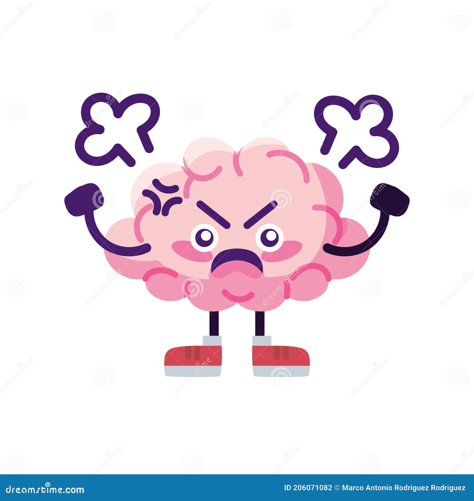 Isolated Angry Brain Cartoon Stock Vector - Illustration of creative ...