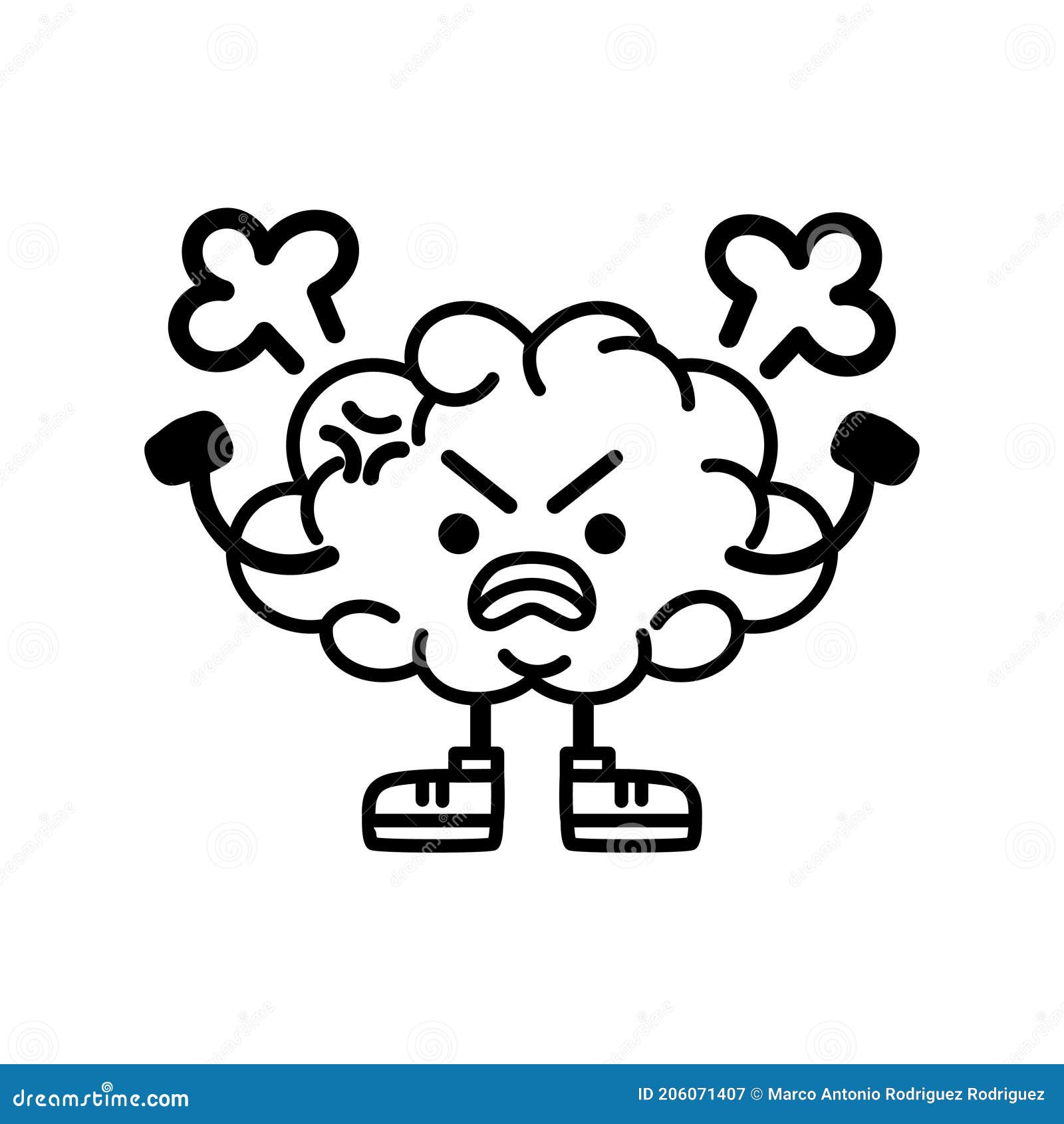Isolated Angry Brain Cartoon Stock Vector - Illustration of idea ...