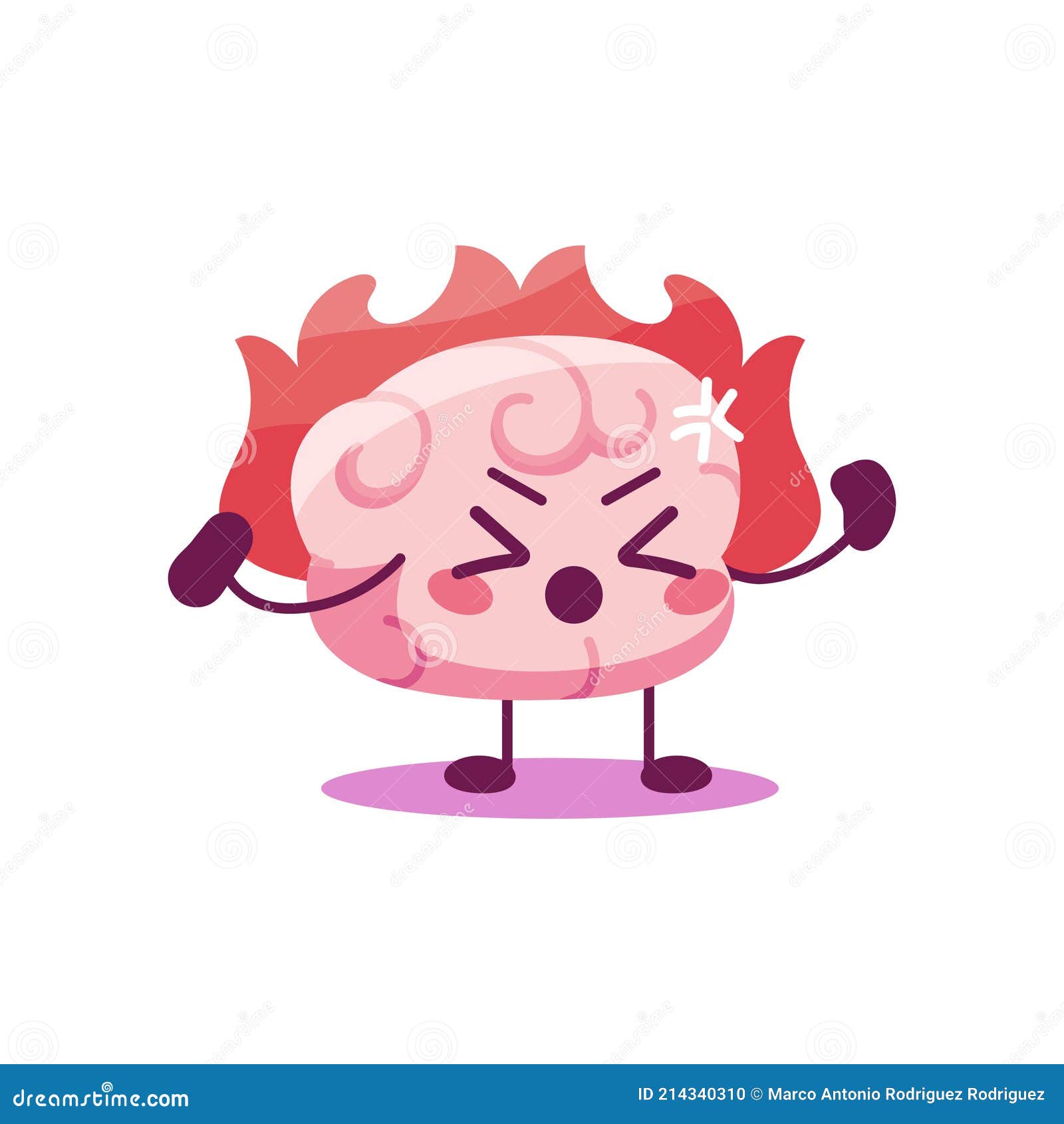 Angry Brain. Evil Internal Organ Isolated. Terrible Anatomy Vector ...