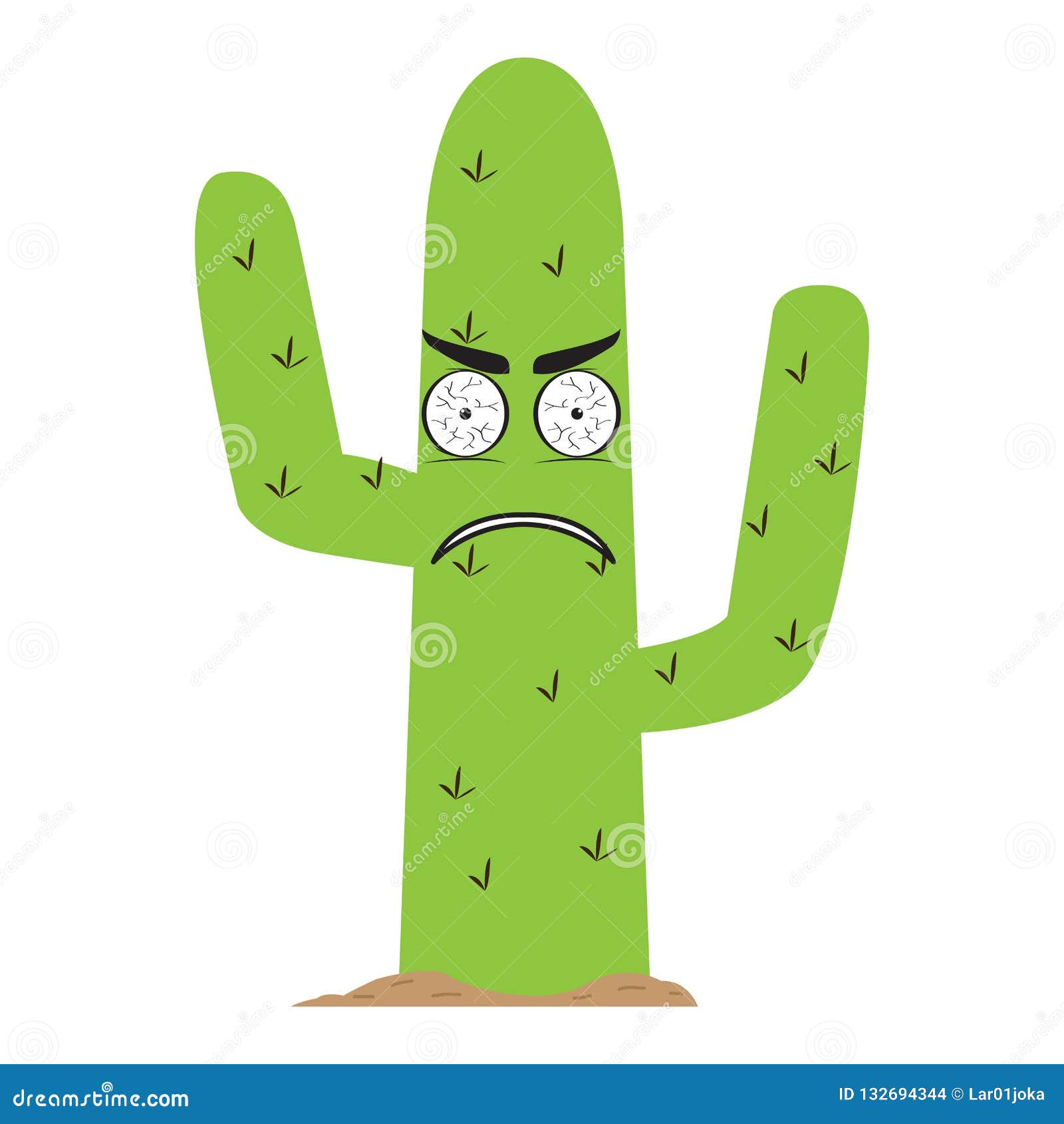 Angry Cactus Character, Succulent Plant With Funny Face Vector ...