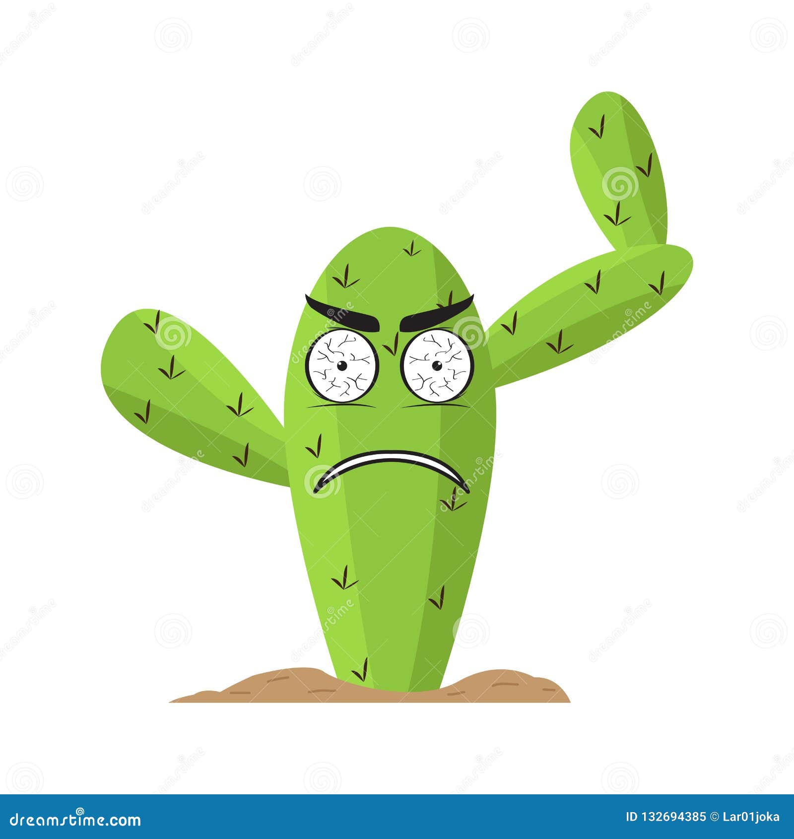 Isolated Angry Cactus Character Stock Vector - Illustration of emotion ...