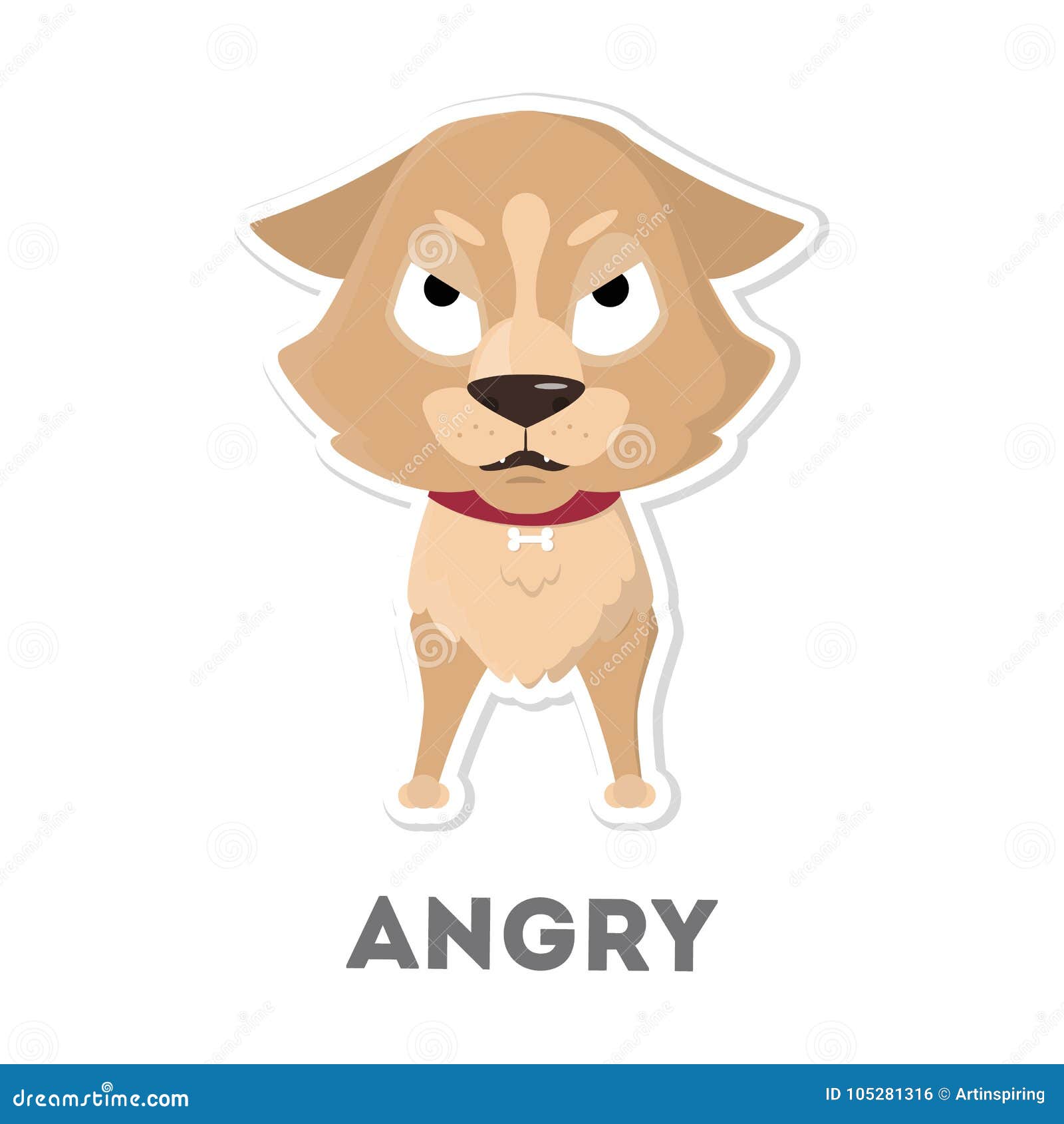 Isolated angry dog. stock vector. Illustration of angry - 105281316
