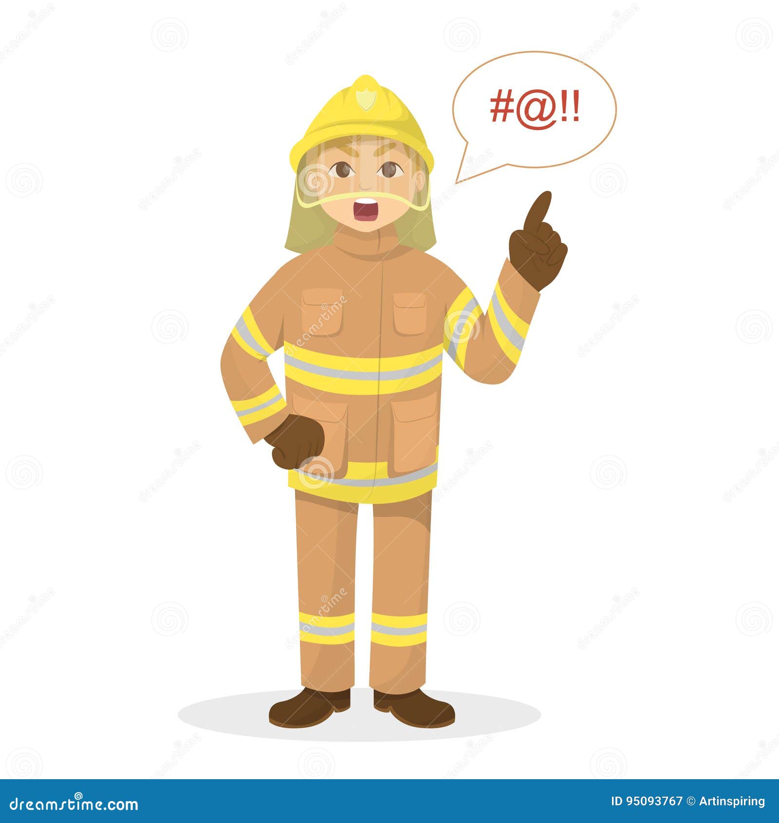 Angry Fireman Cartoon Vector Illustration | CartoonDealer.com #42974668