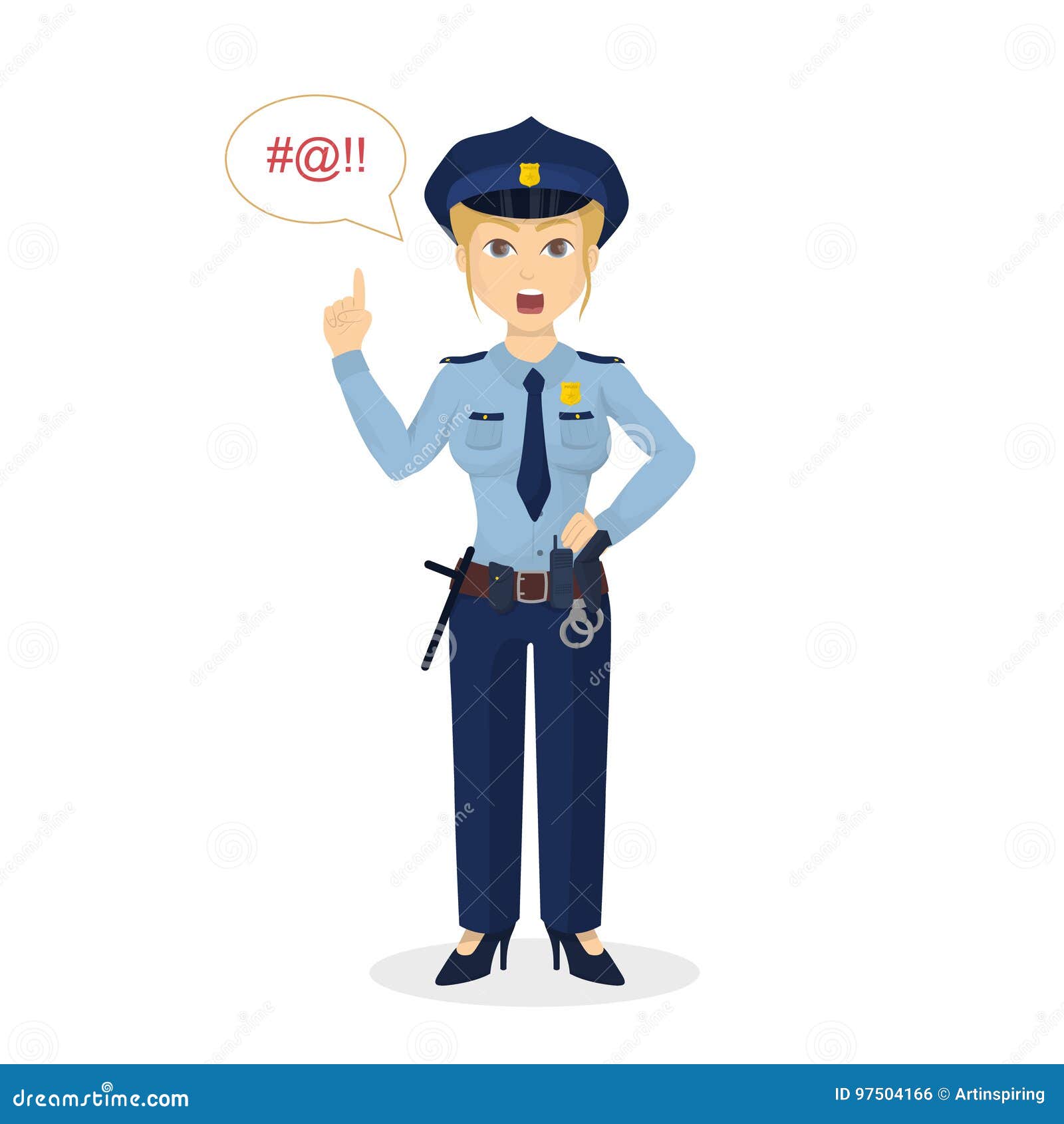 Angry Policewoman Cartoon Character Vector Illustration | CartoonDealer ...