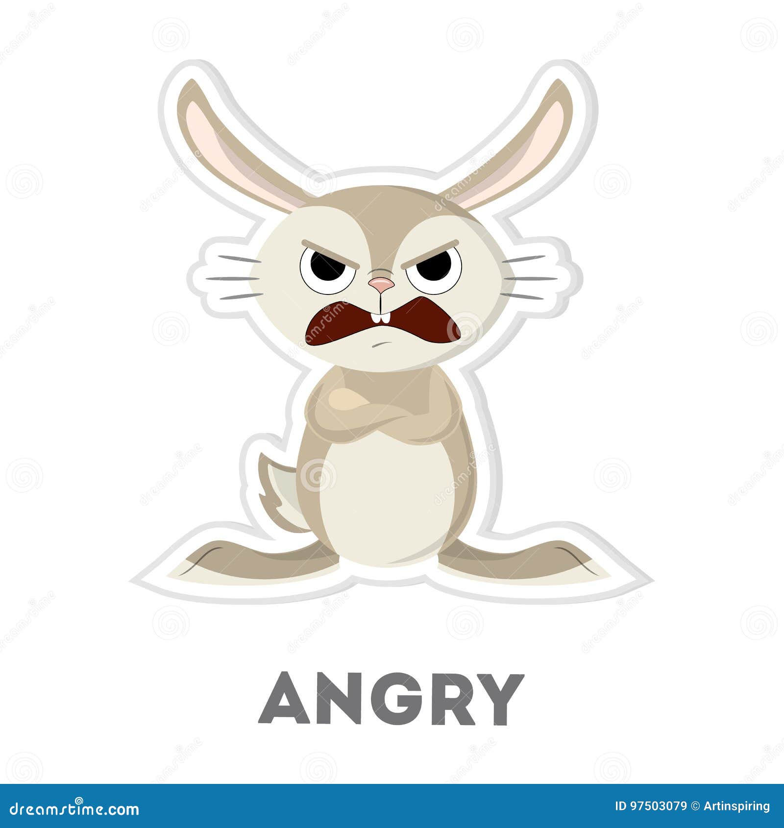 Isolated angry rabbit. stock vector. Illustration of funny - 97503079