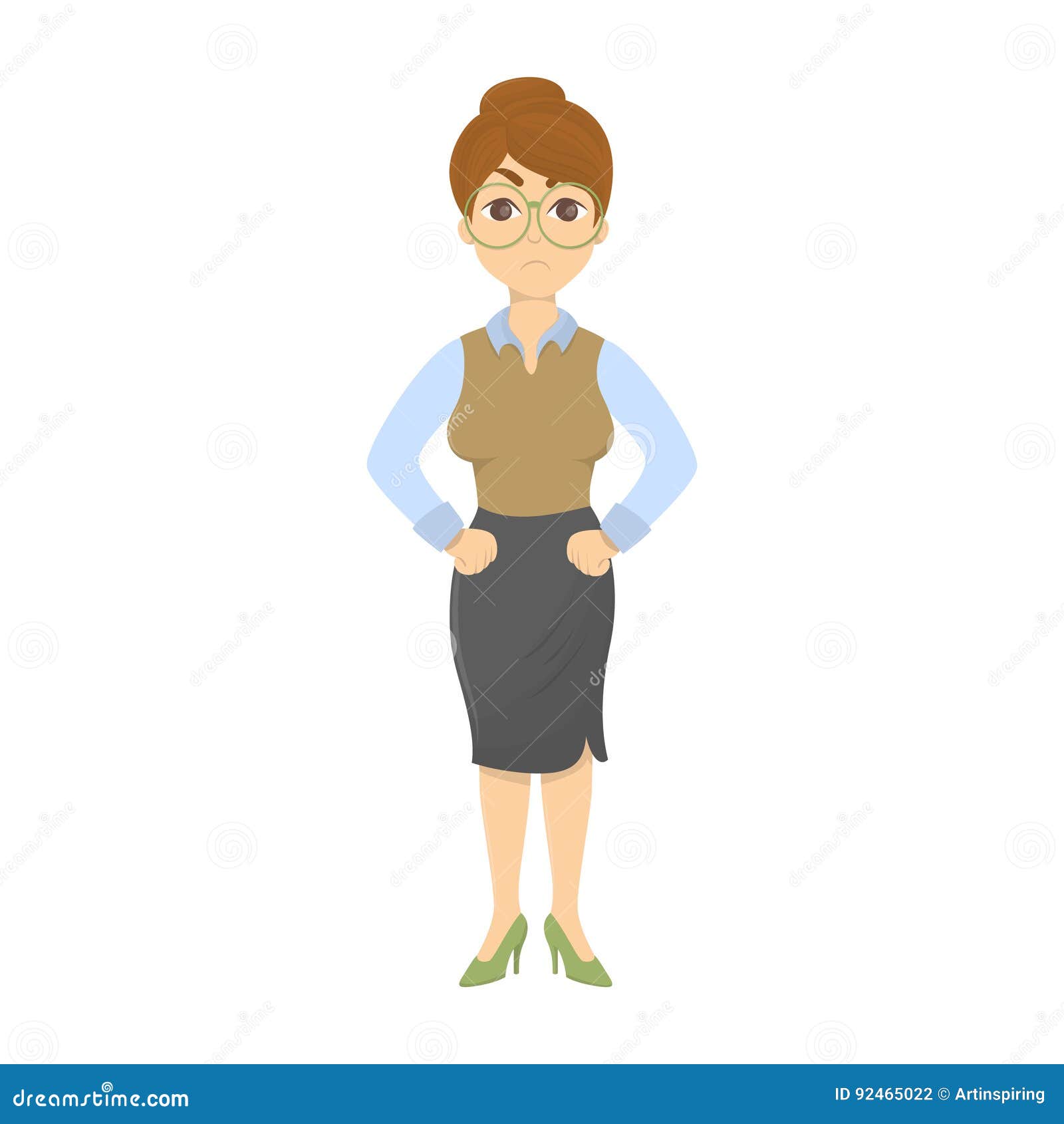 Isolated angry teacher. stock vector. Illustration of background - 92465022