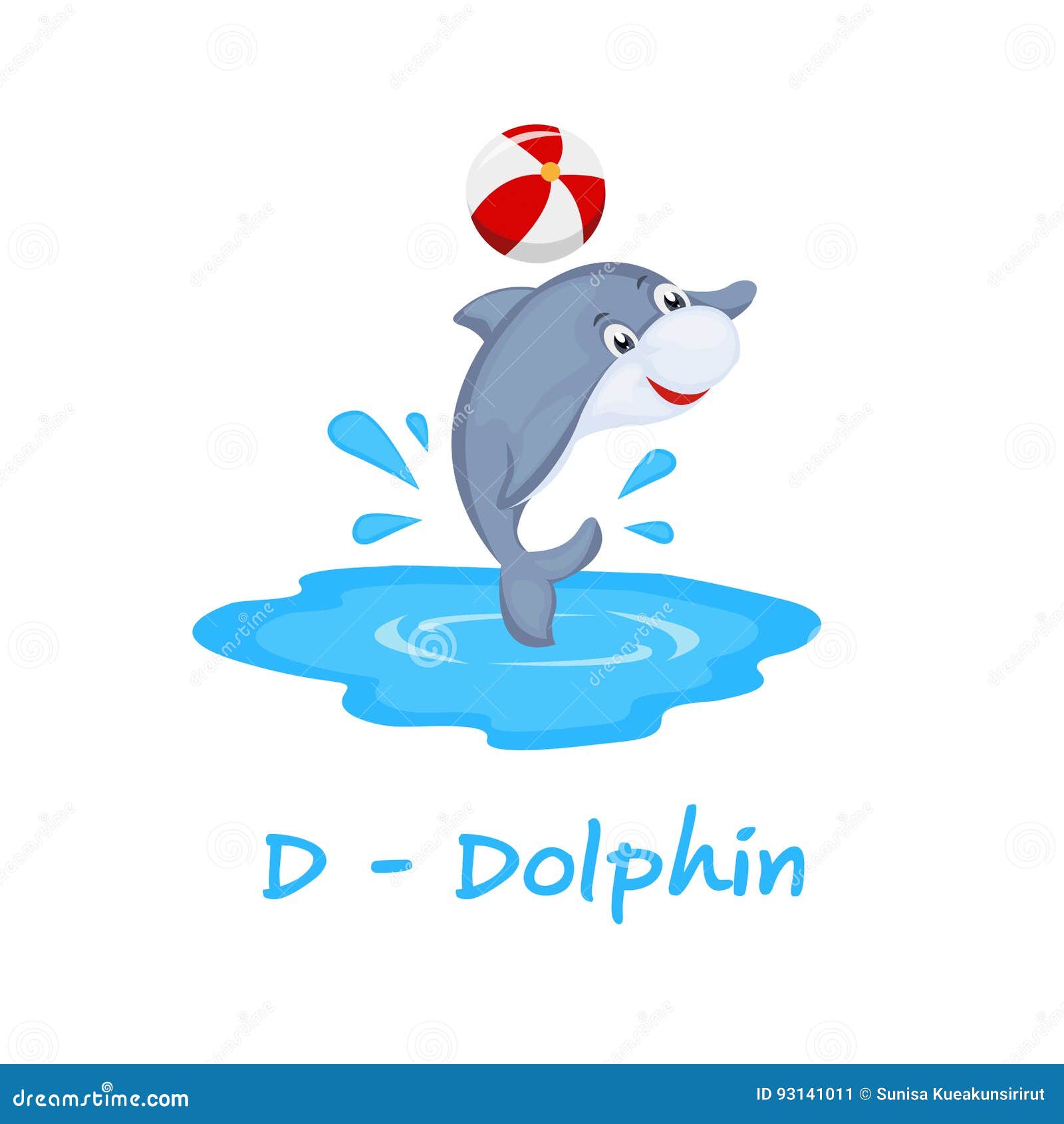Isolated Animal Alphabet for the Kids,D for Dolphin Stock Vector ...