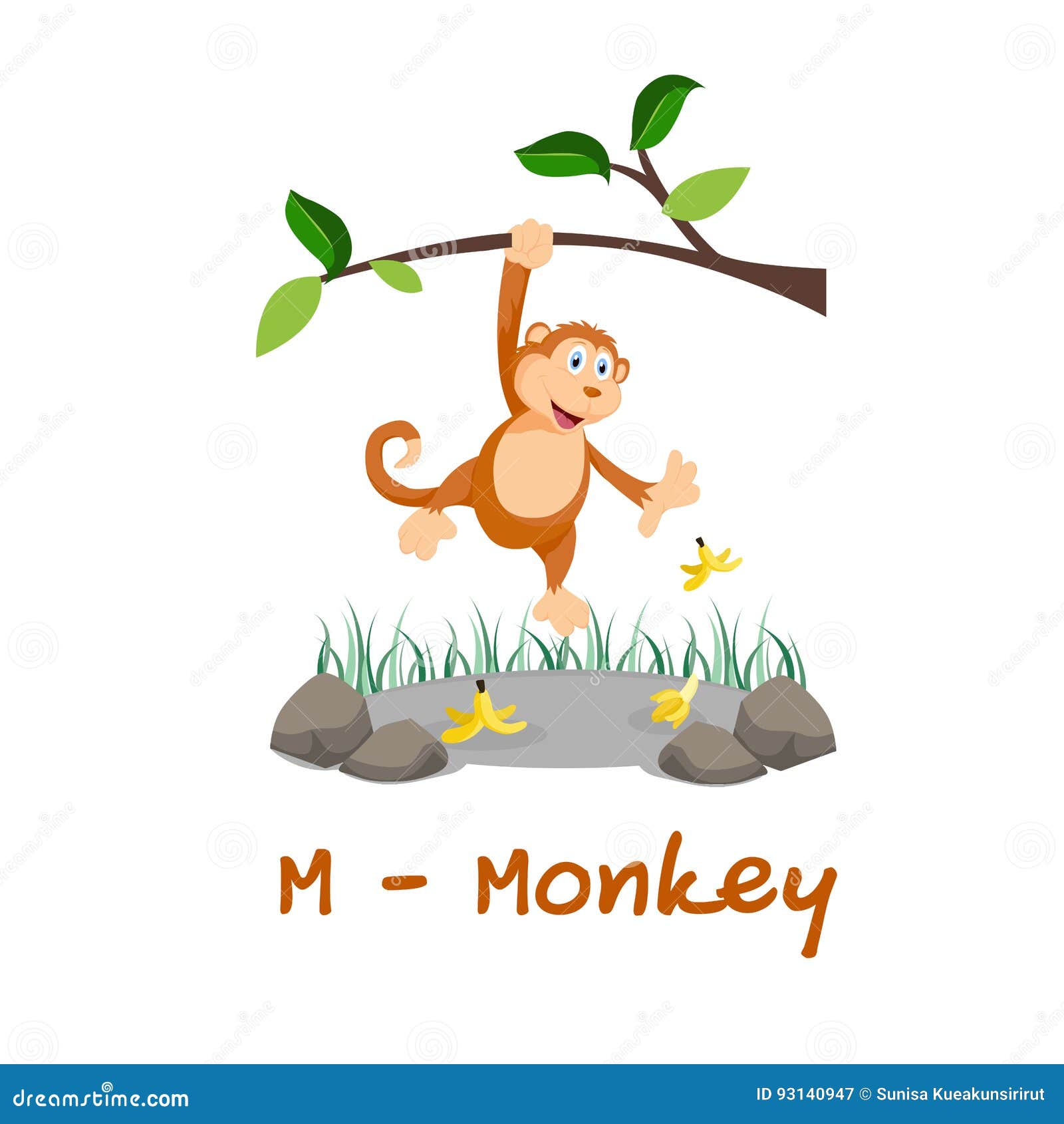 Isolated Animal Alphabet for the Kids,M for Monkey Stock Vector ...