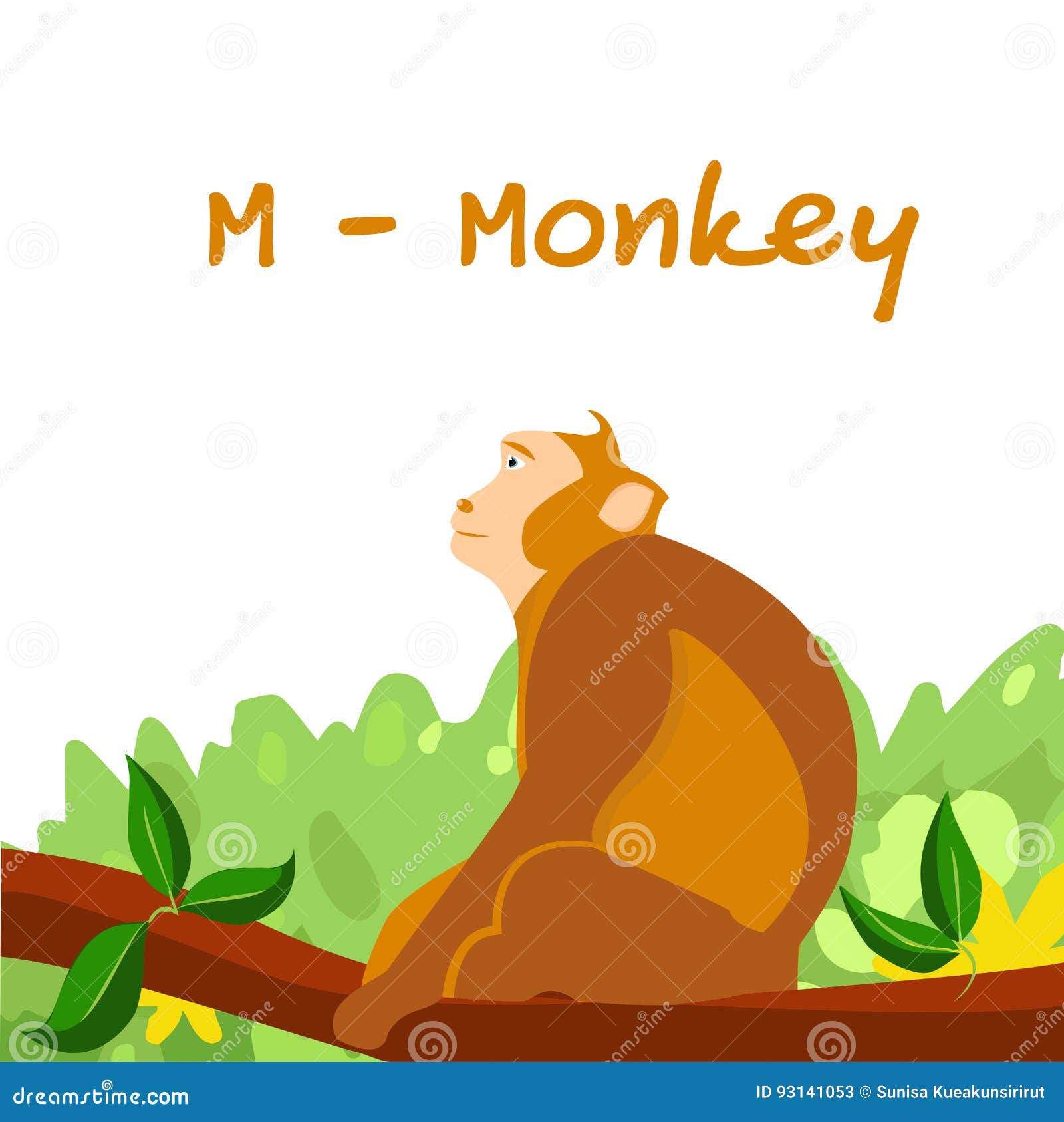 Isolated Animal Alphabet for the Kids,M for Monkey Stock Vector ...