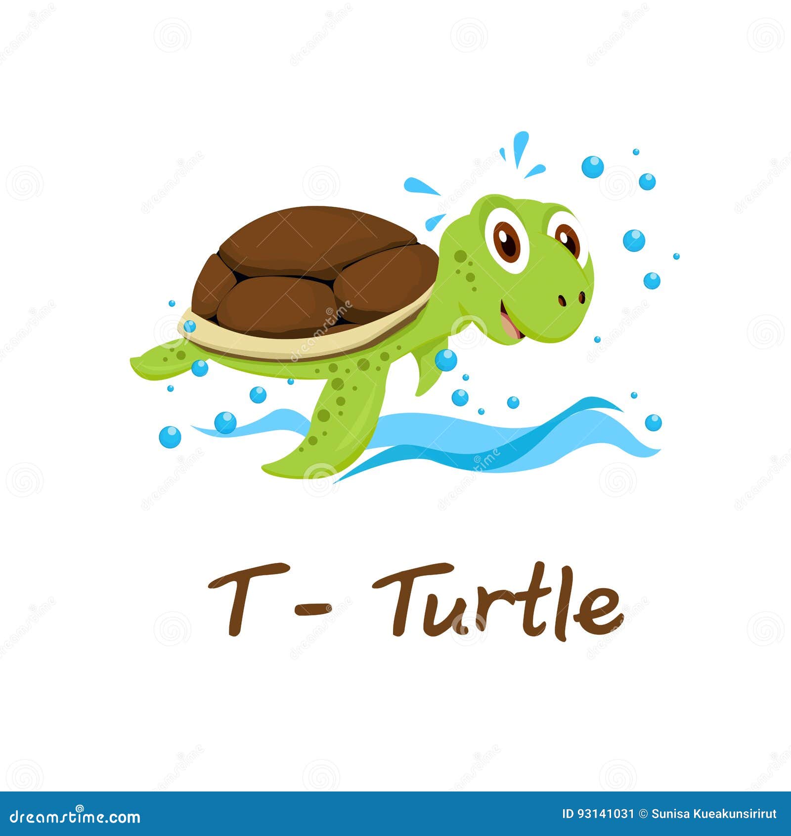 Isolated Animal Alphabet for the Kids,T for Turtle Stock Vector ...