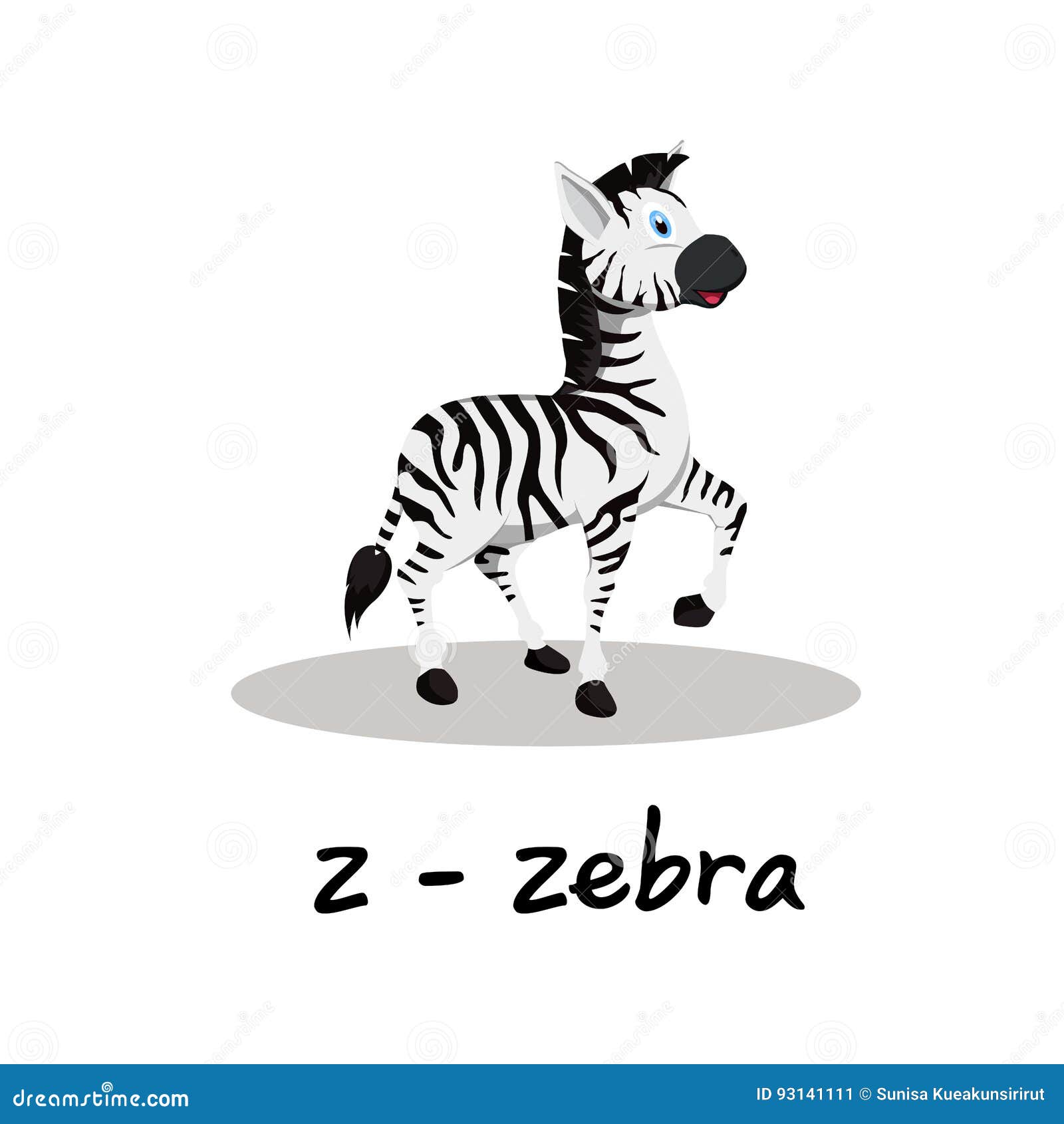 Isolated Animal Alphabet For The Kids,Z For Zebra Cartoon Vector ...
