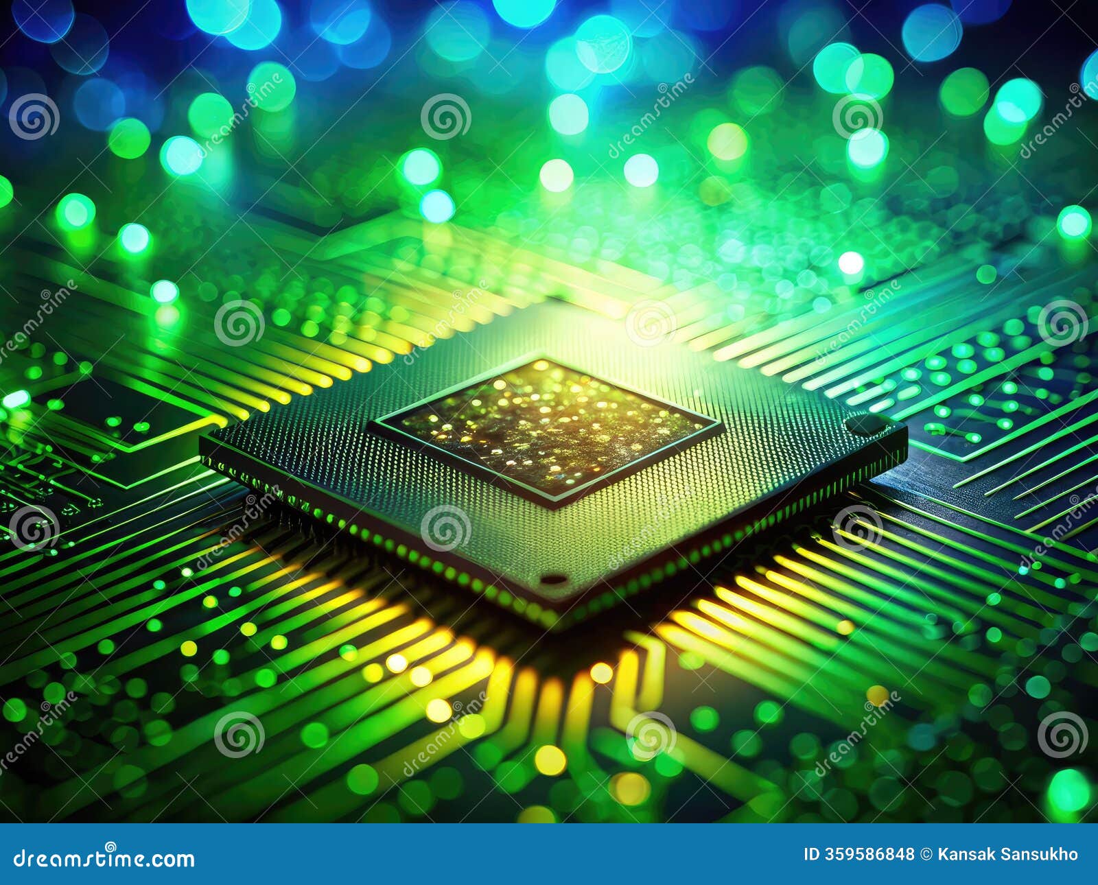 Isolated Animated Microchip on Green Screen Dramatic Night Photography ...