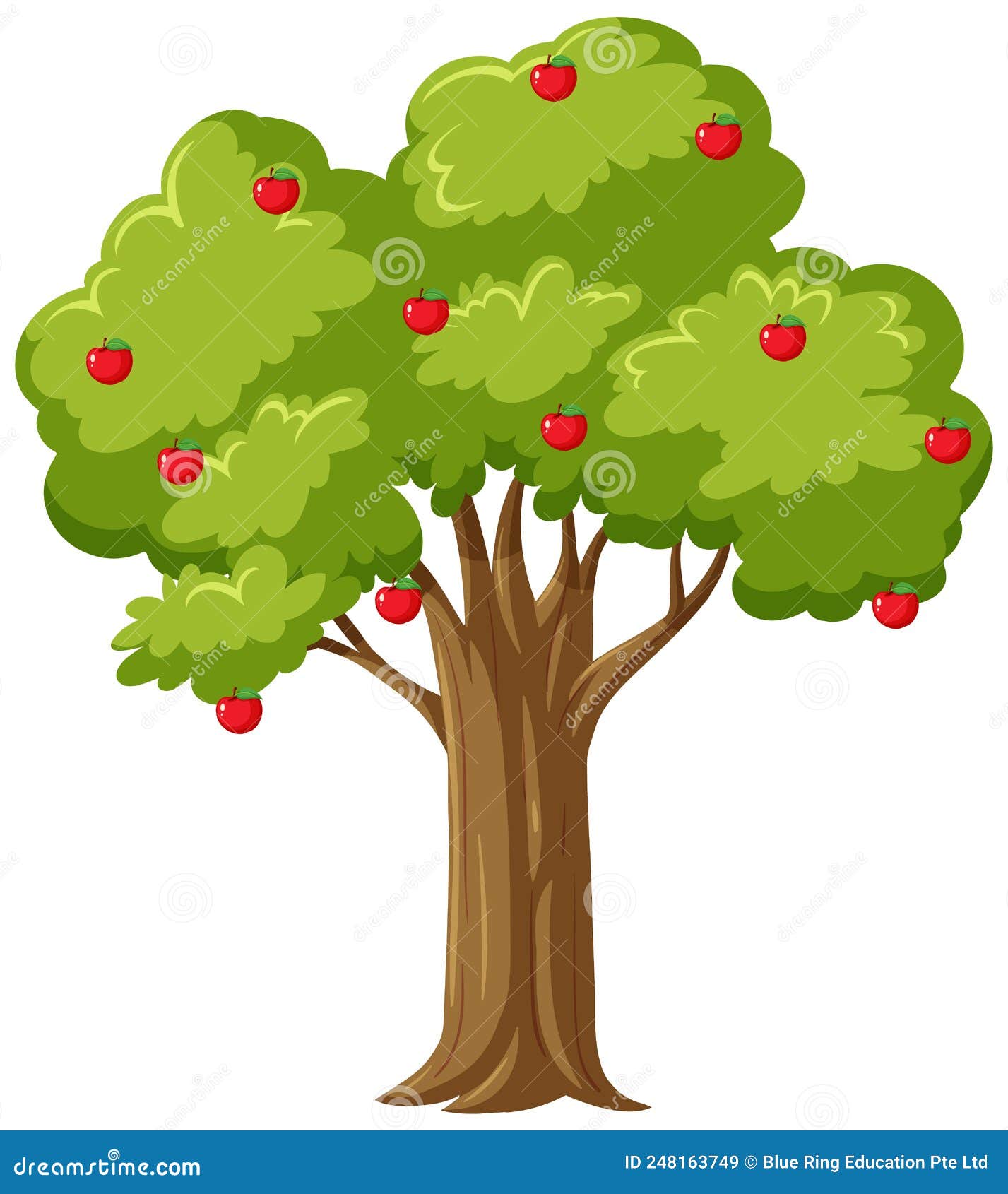 Isolated Apple Tree in Cartoon Style Stock Vector - Illustration of ...
