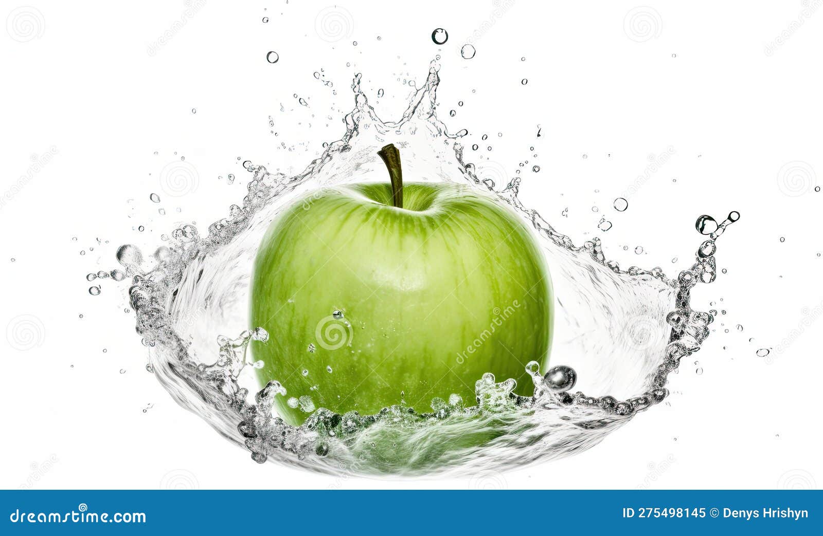 The Isolated Apple on White with Addition of Water Splashes. Creating ...