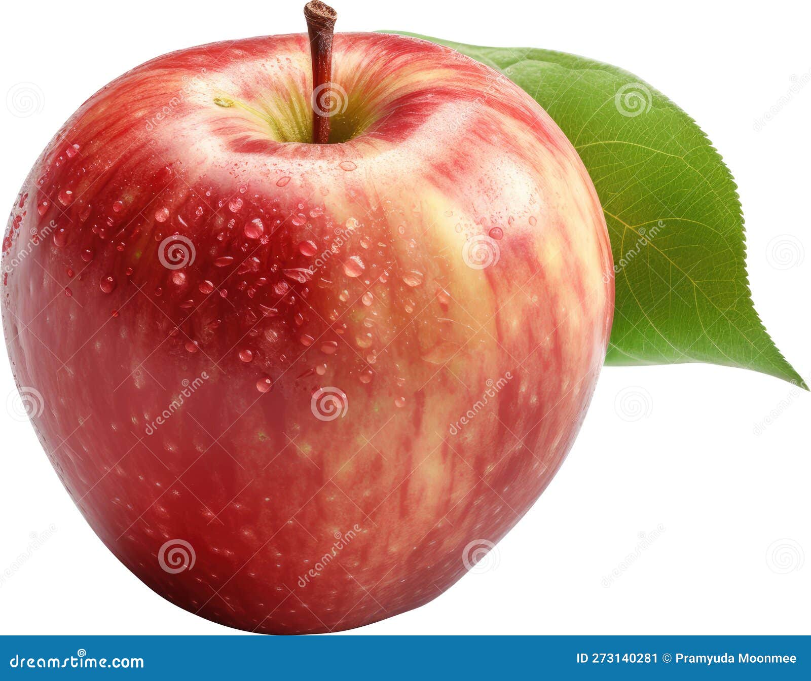 Isolated Apple. Whole Red, Apple Fruit with Leaf Isolated on White ...