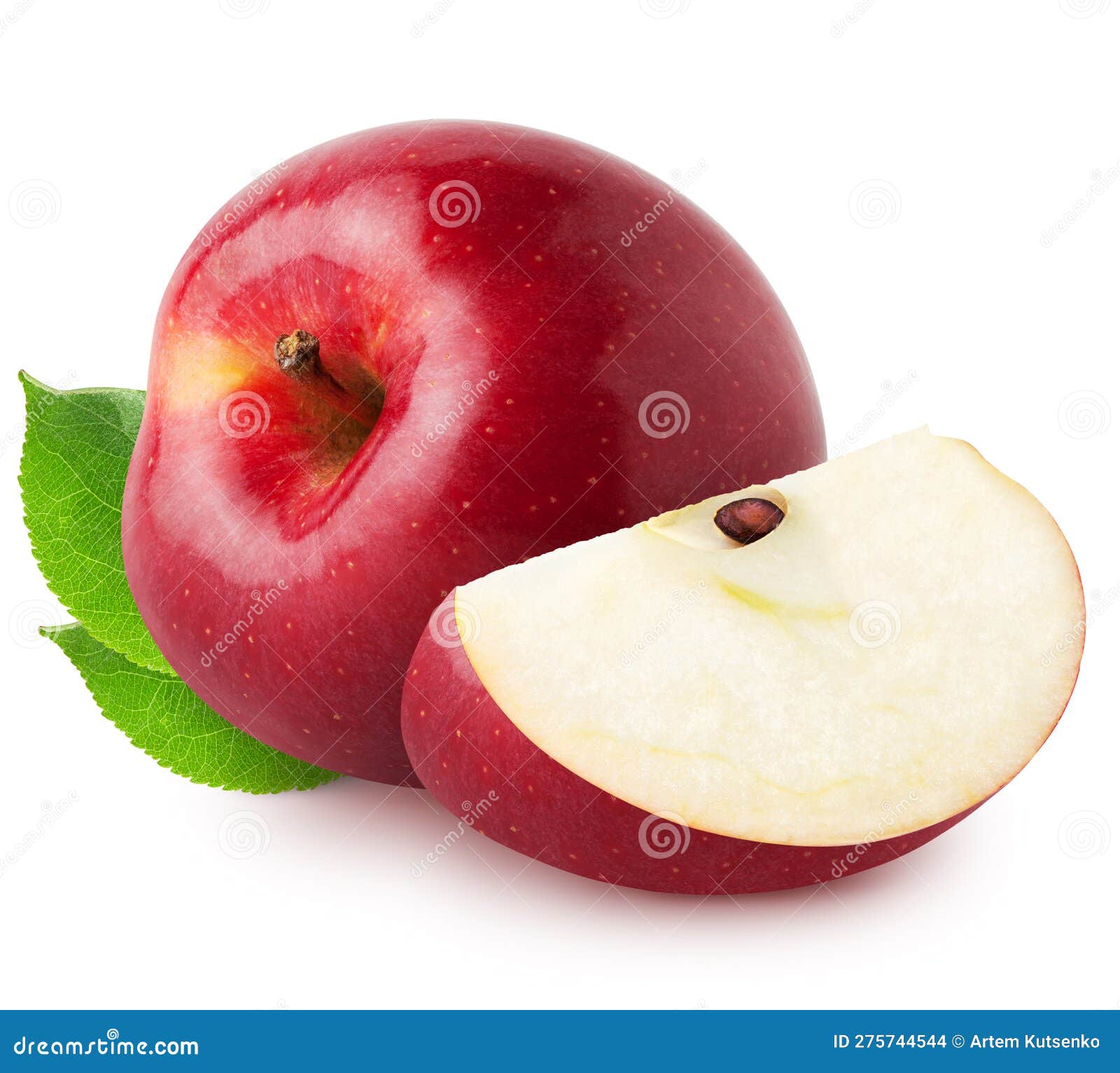 Isolated Apples. Whole Red, Pink Apple Fruit with Slice Isolated on ...