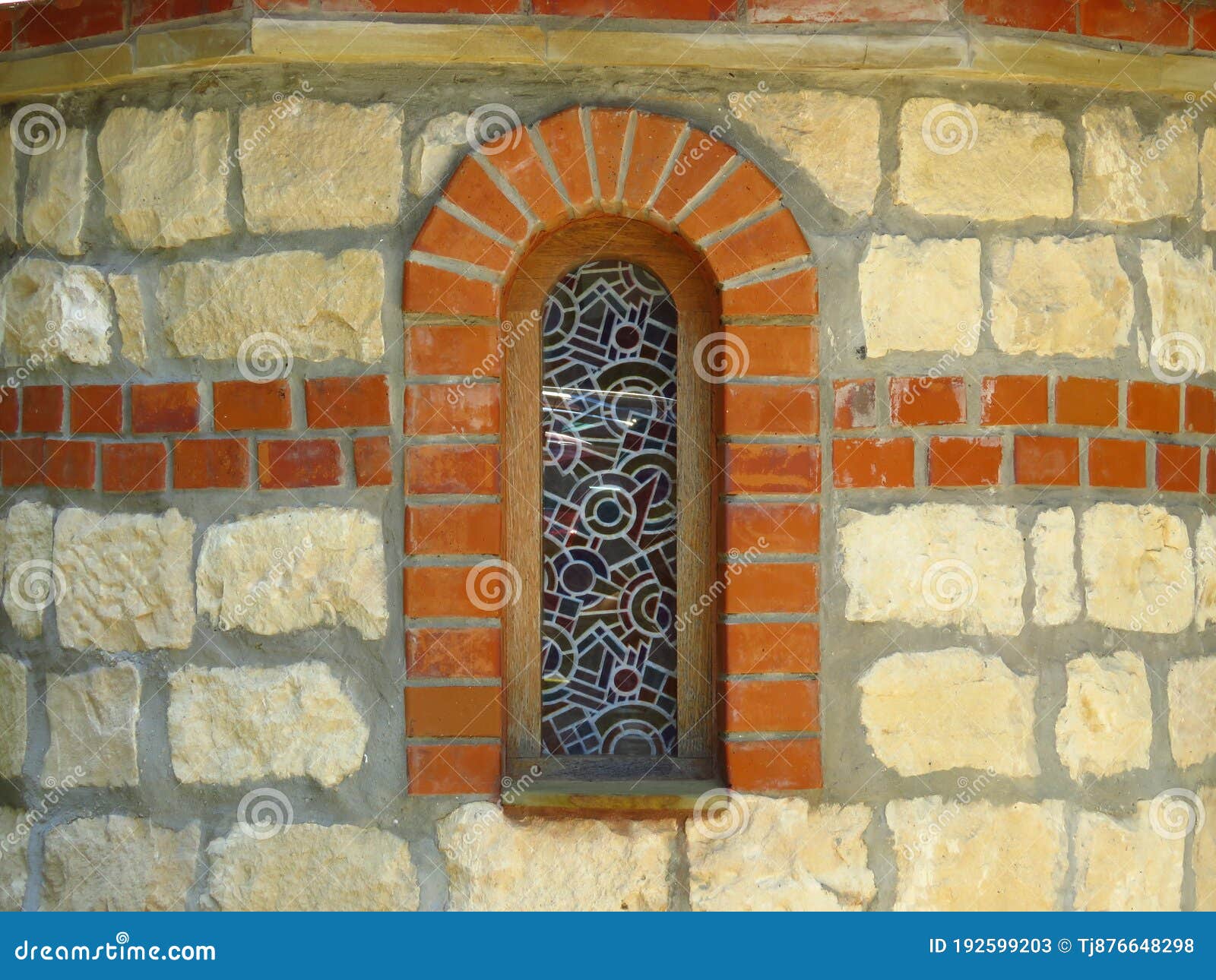 An Isolated Arched Church Monastery Chapel Window And Massive Stone ...