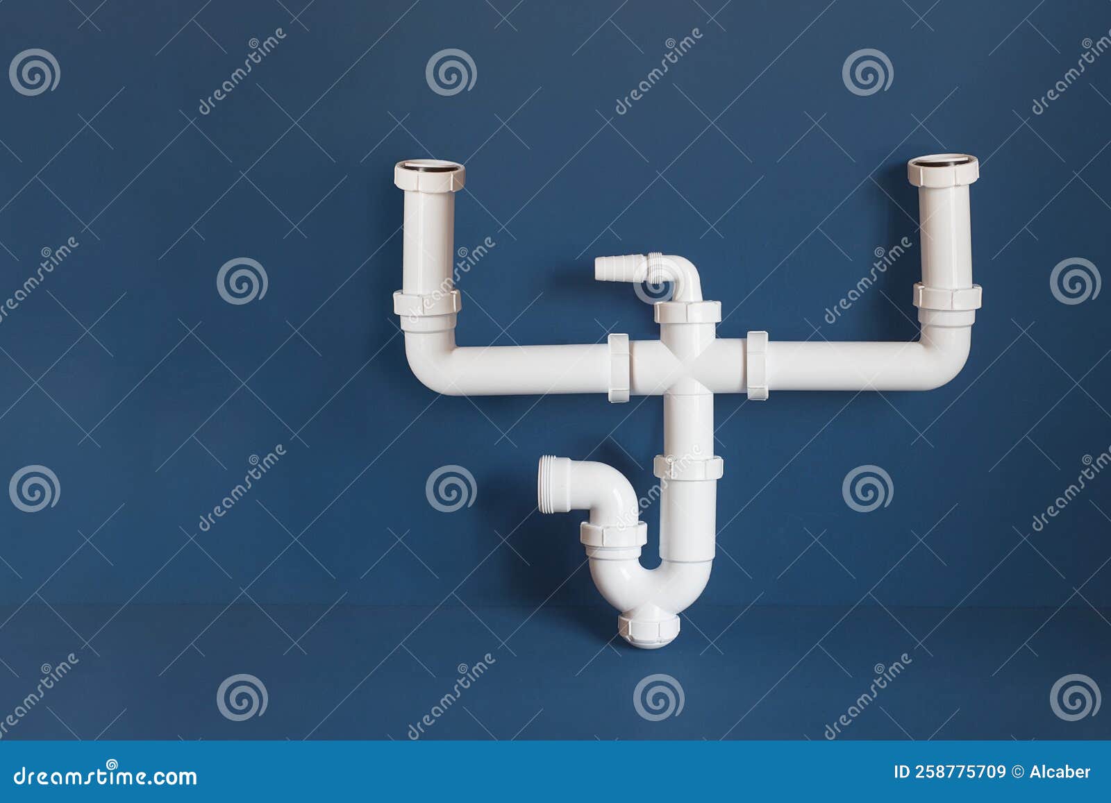 An Isolated Assembled Double Adjustable Sink Siphon for a 2-bowl Sink ...