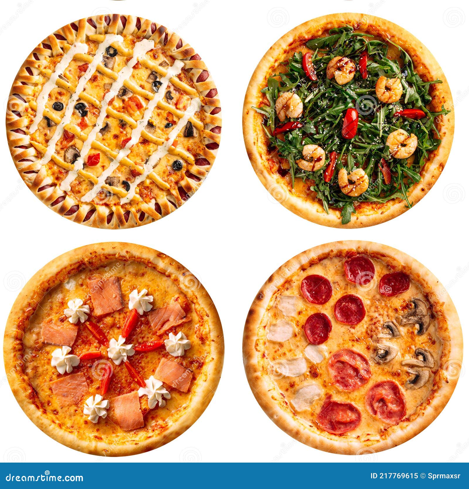 Isolated Assorted of Pizzas Collage Menu Design Stock Image - Image of ...