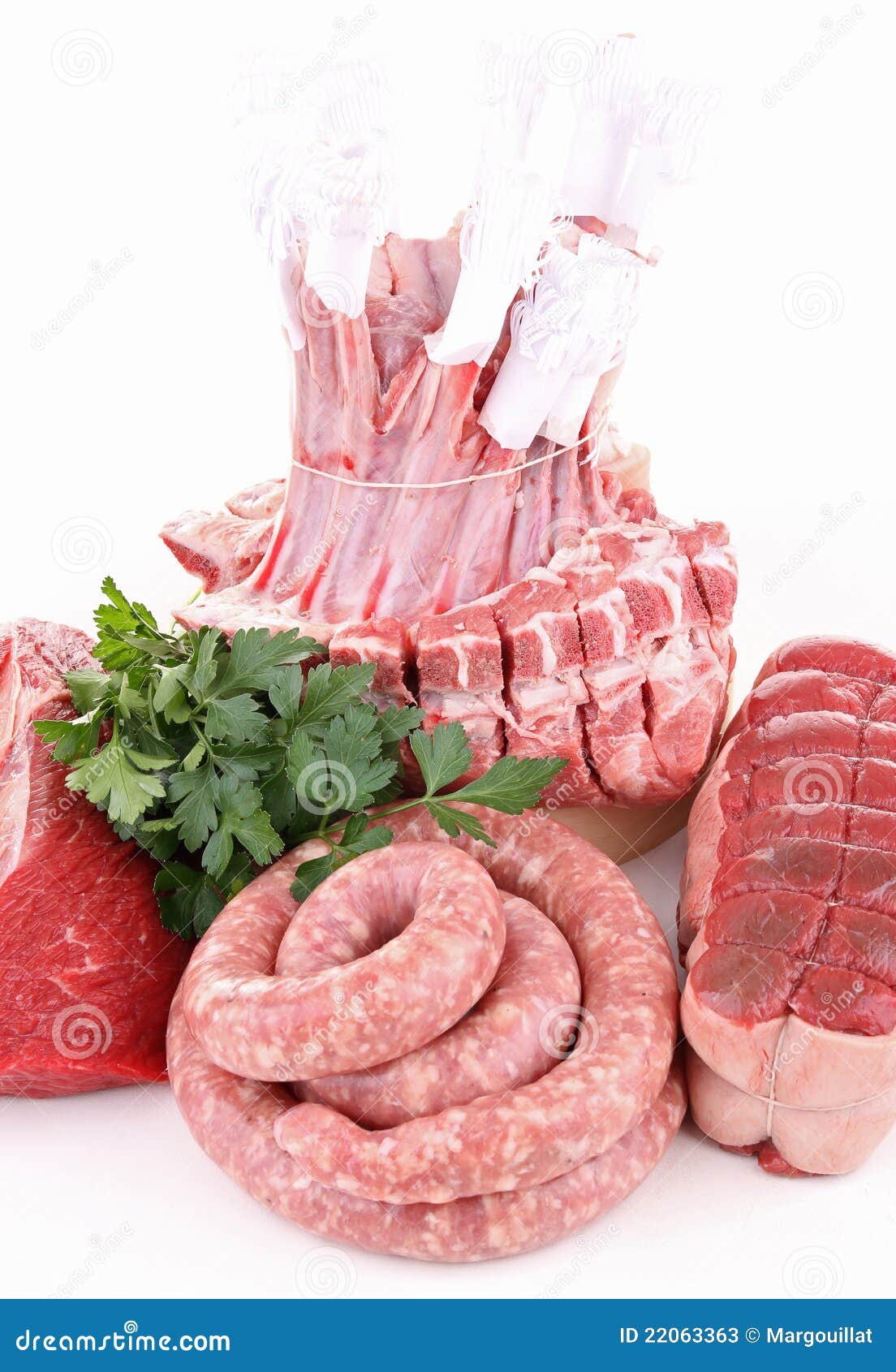 Isolated Assortment of Raw Meat Stock Image - Image of beef, roast ...