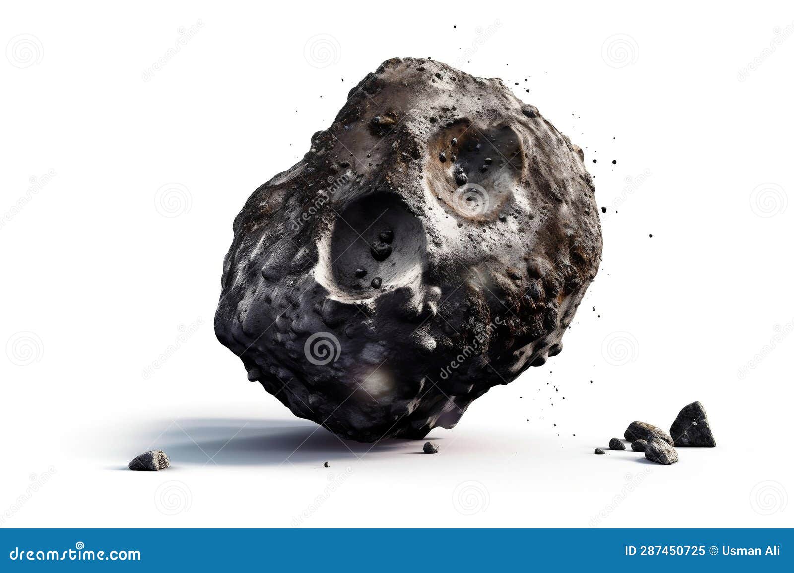 An Isolated Asteroid on a White Background. AI Stock Image - Image of ...